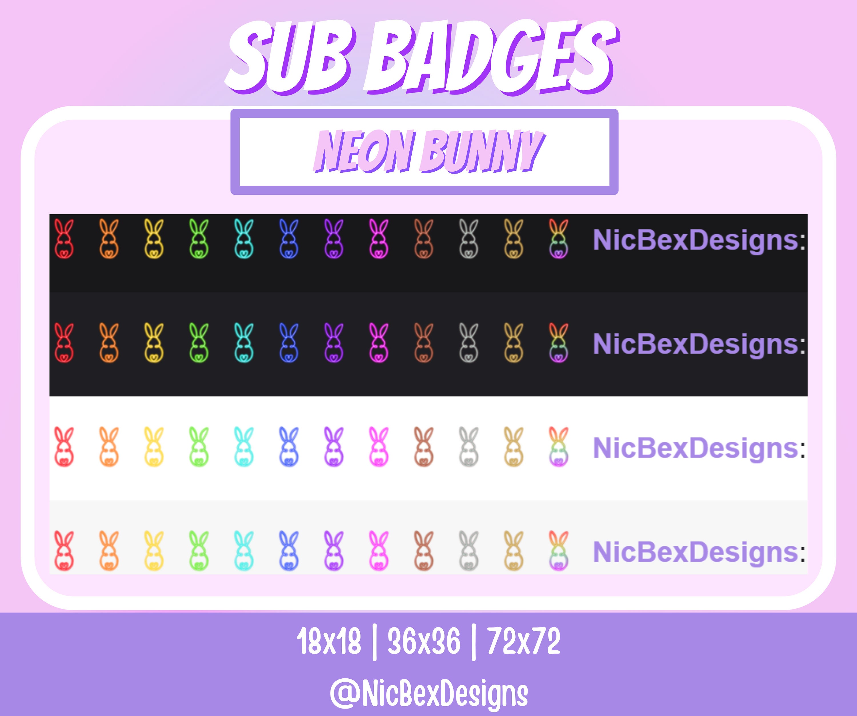 Neon Bunny Twitch Sub Badges / Bit Badges / Youtube / Cheer Badges ...