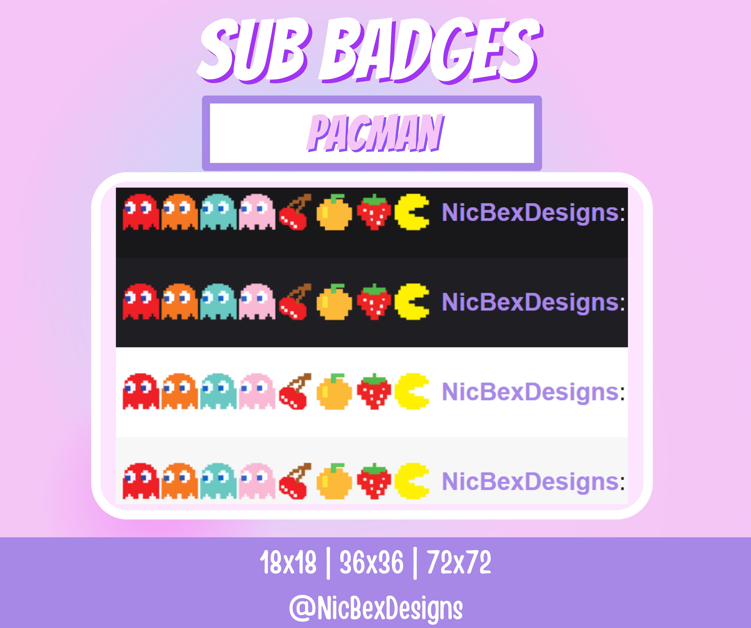 Pixel Pacman Twitch Sub Badges / Streamer / Sub Badges / Twitch Stream ...