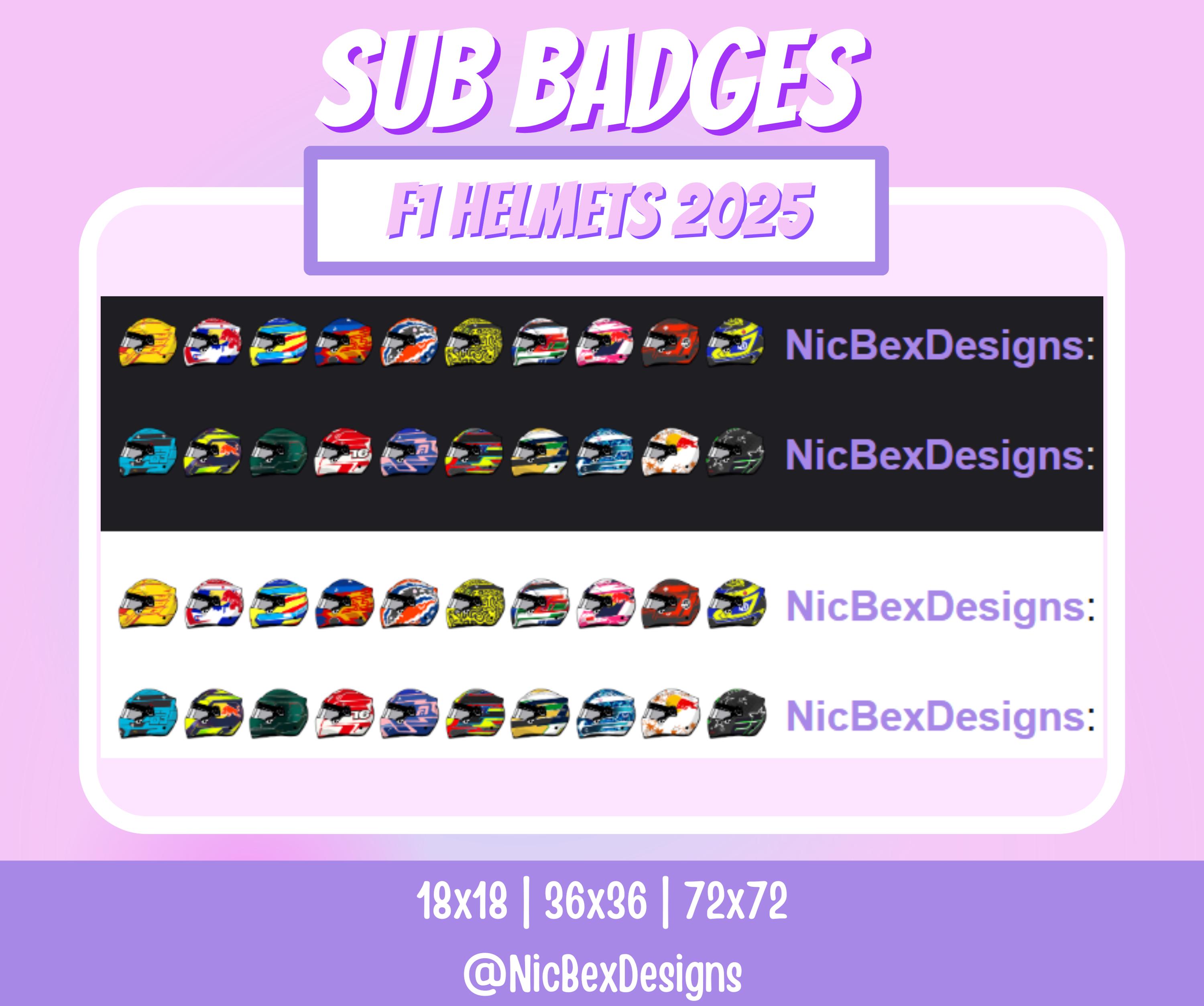 F1 Driver Helmets Twitch Sub Badges & Emotes / Bit Badges / Streamer ...