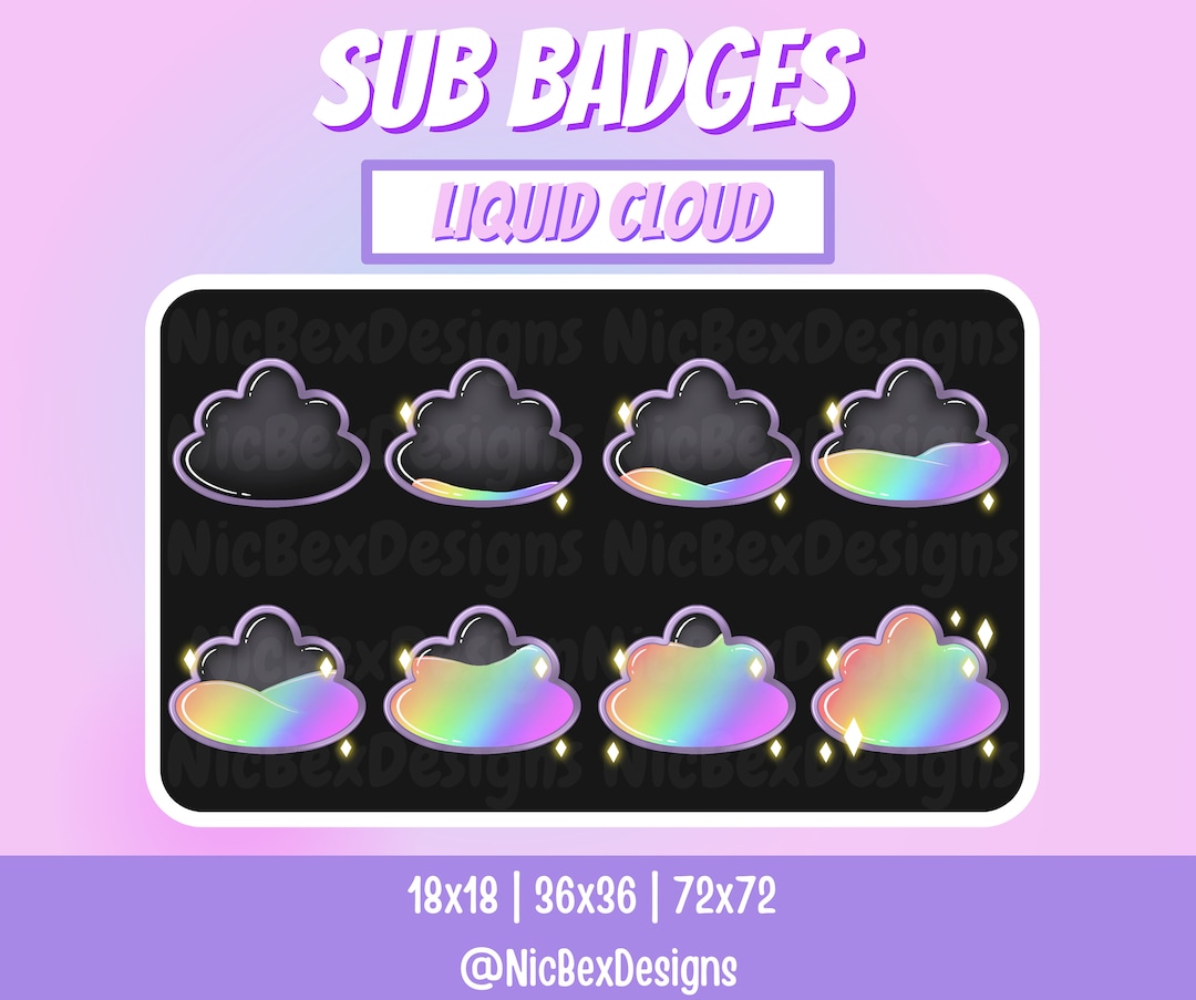 Rainbow Liquid Cloud Bottle Twitch Sub Badges / Bit Badges / Cheer ...
