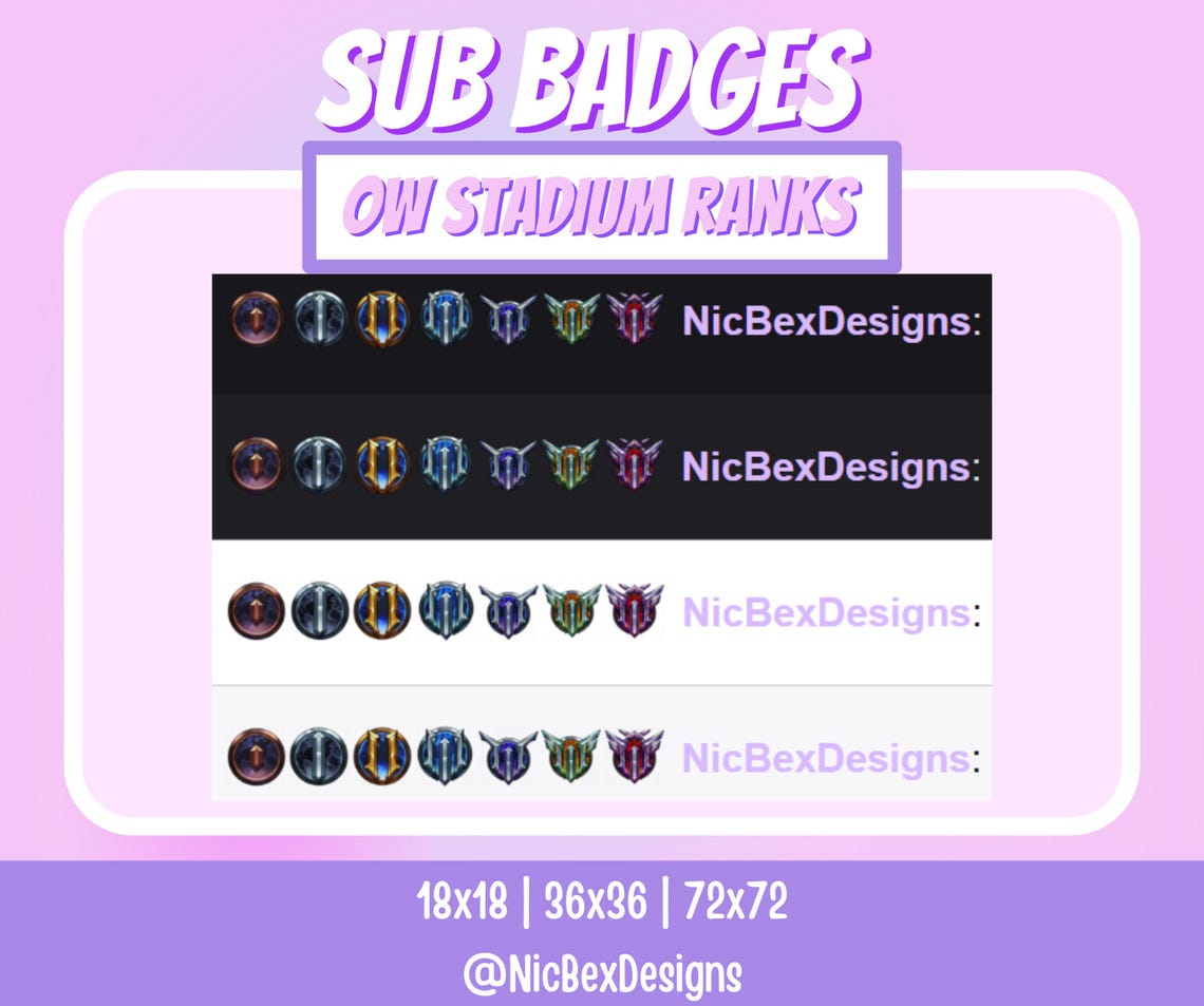 Overwatch Stadium Rank Twitch Sub Badges & Emotes / Bit Badges ...