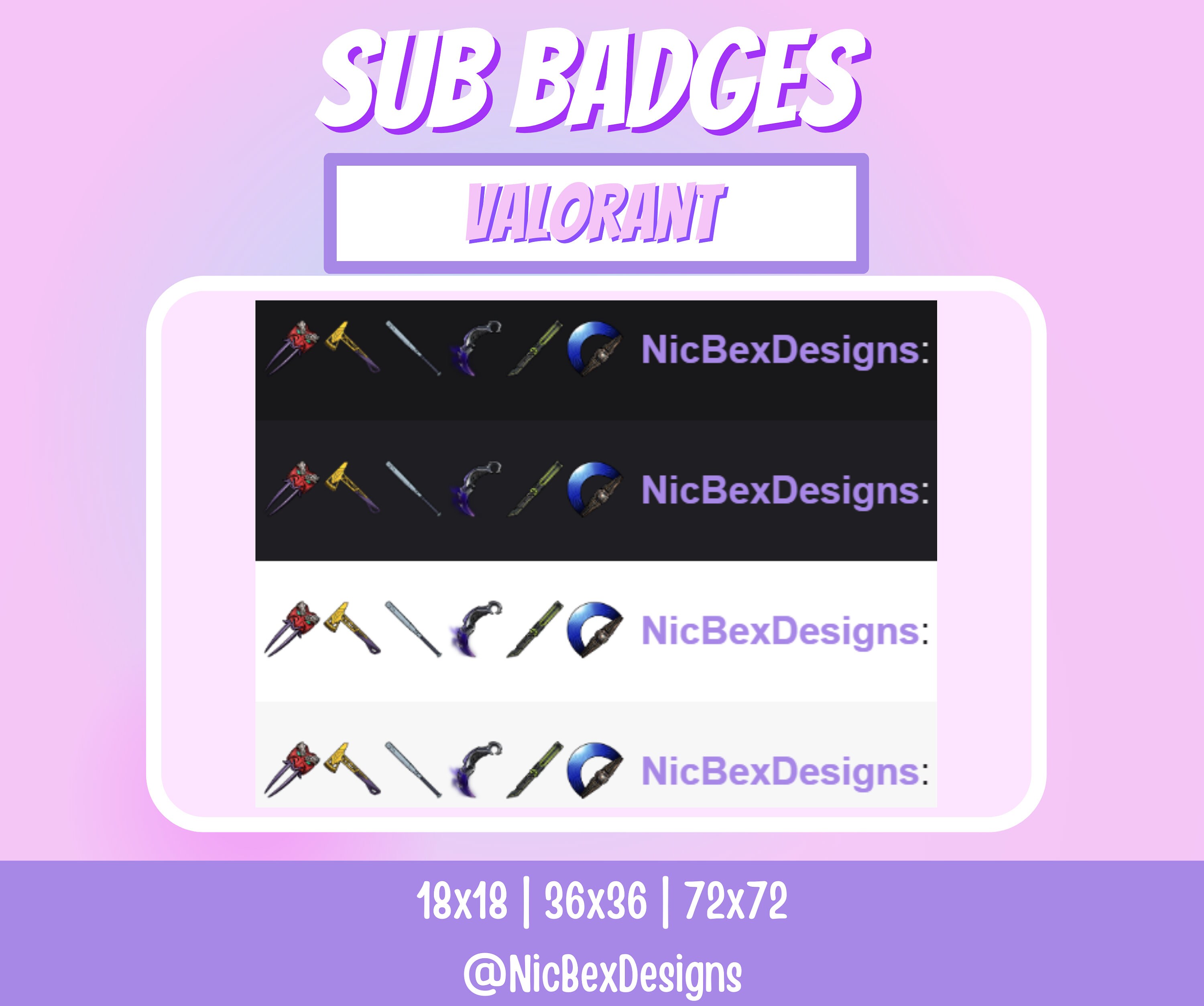 Valorant Twitch Sub Badges & Emotes / Bit Badges / Valorant Knife ...