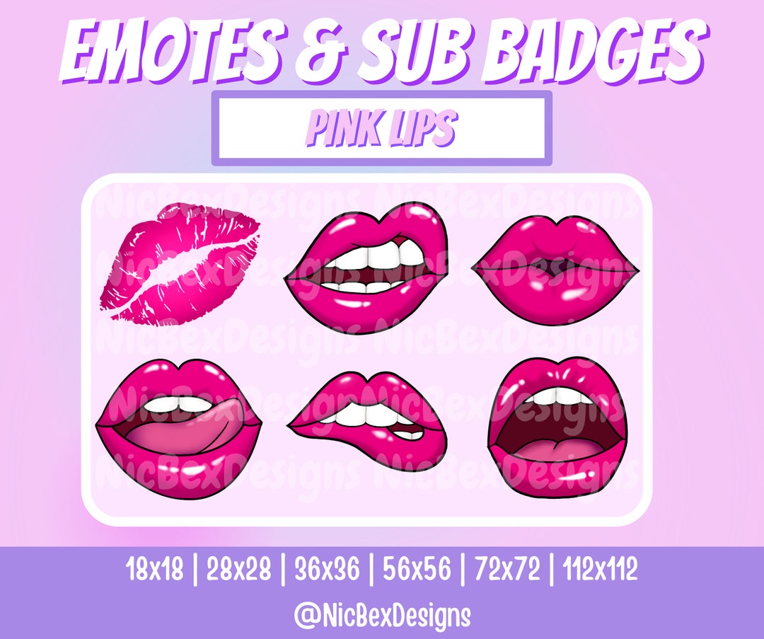 Pink Lips Twitch Sub Badges & Emotes / Bit Badges / Youtube / Twitch ...