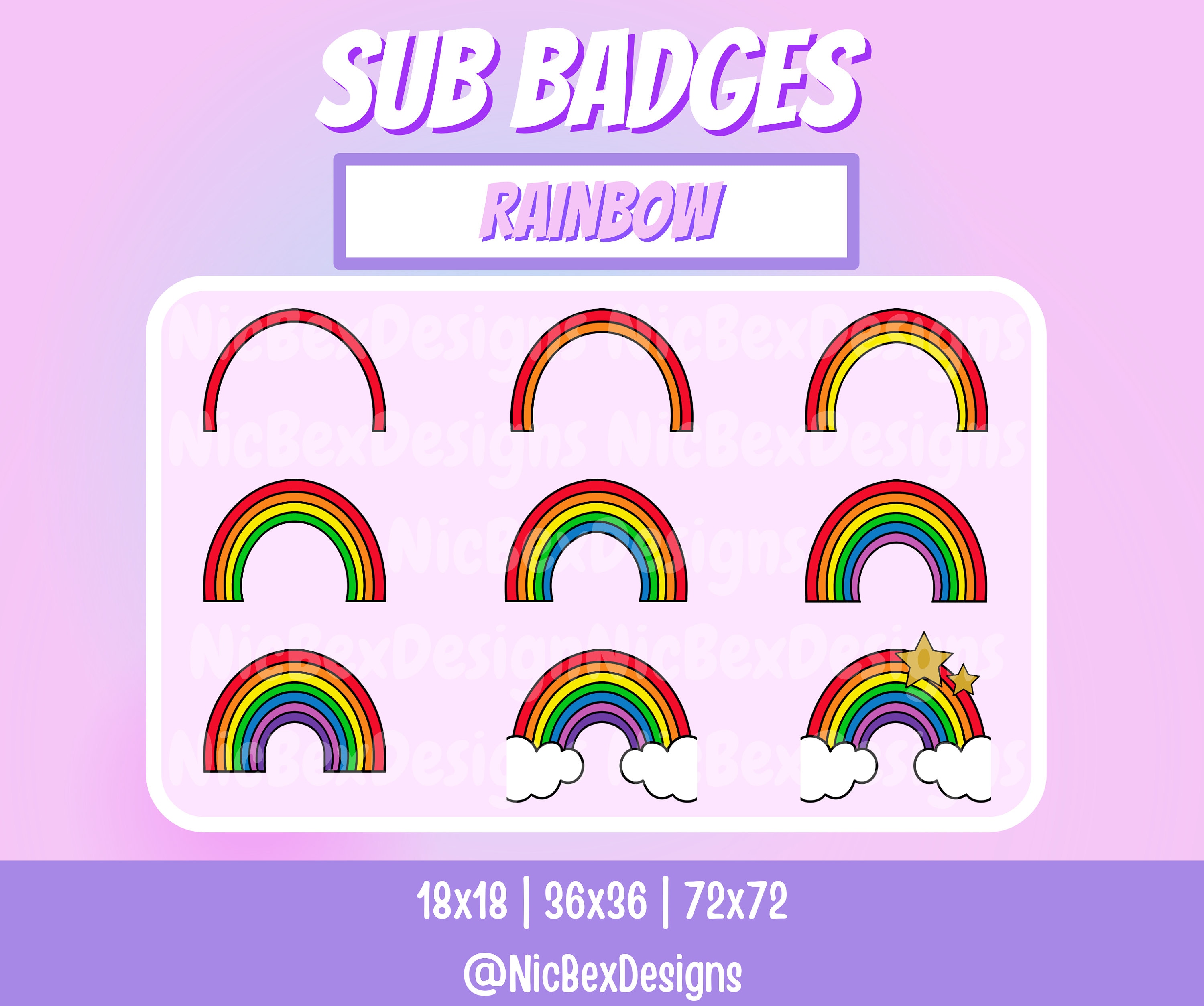 Rainbow Twitch Sub Badges / Bit Badges / Youtube / Cheer Badges ...