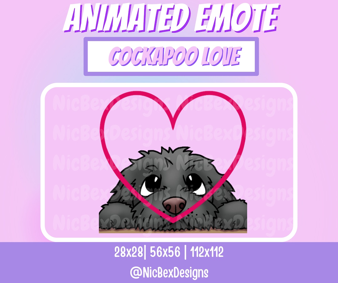 Black Cockapoo Love Twitch Animated Emote / Streamer / Dog Emote / Love ...