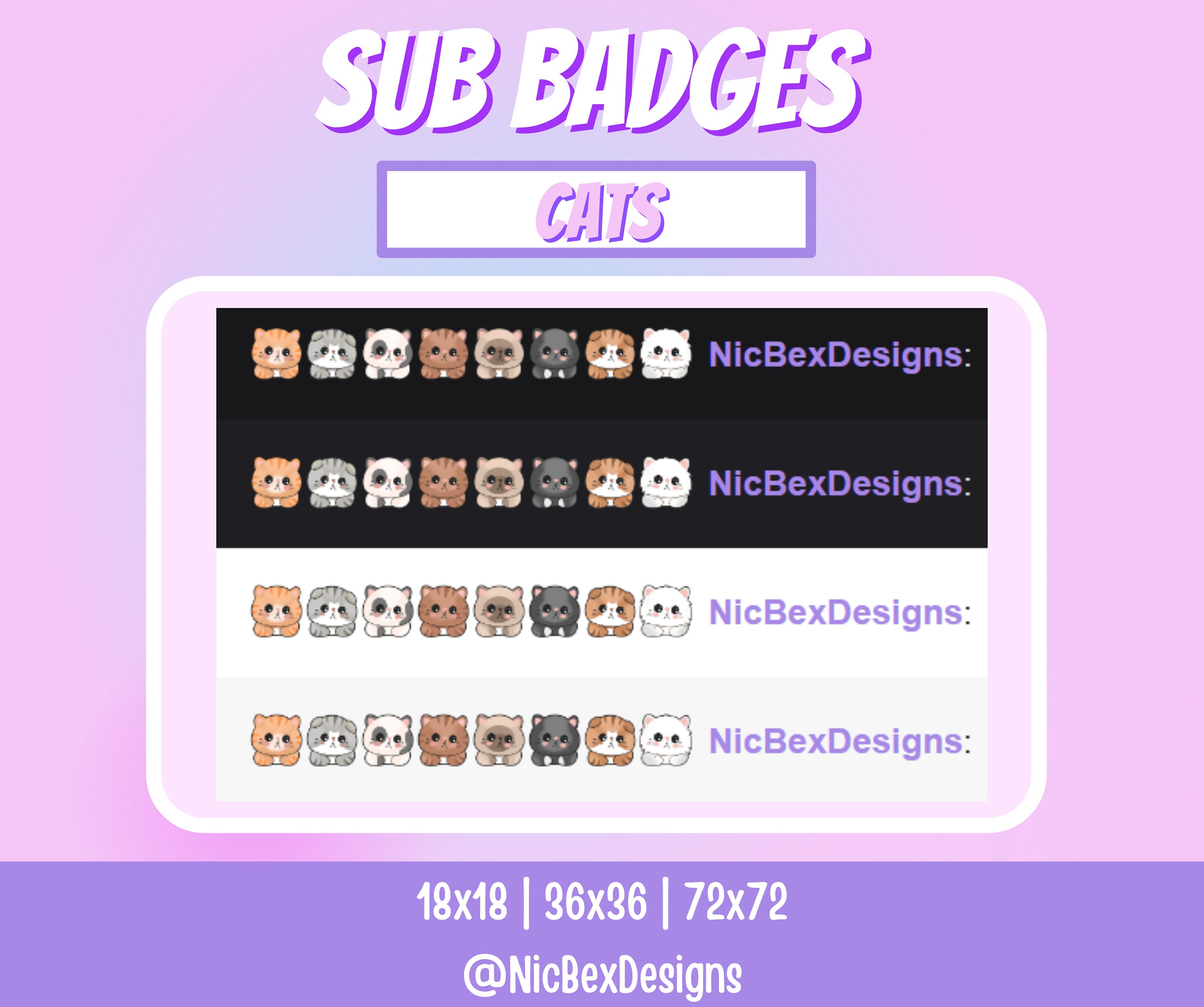 Cat Twitch Sub Badges / Bit Badges / Youtube / Cheer Badges/ Subscriber ...