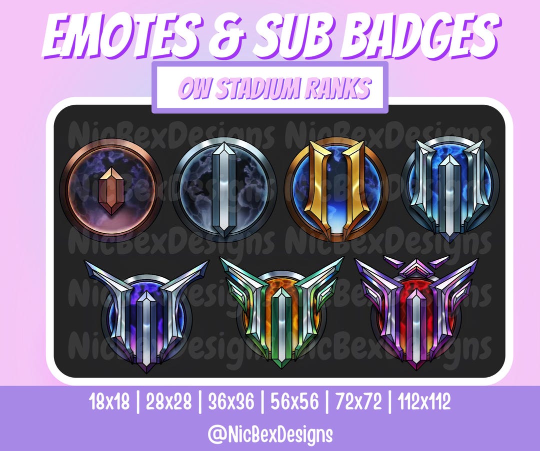 Overwatch Stadium Rank Twitch Sub Badges & Emotes / Bit Badges ...