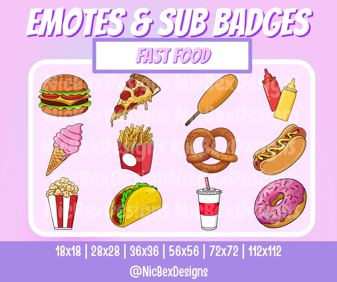 Fast Food Twitch Sub Badges & Emotes / Bit Badges / Streamer / Youtube ...