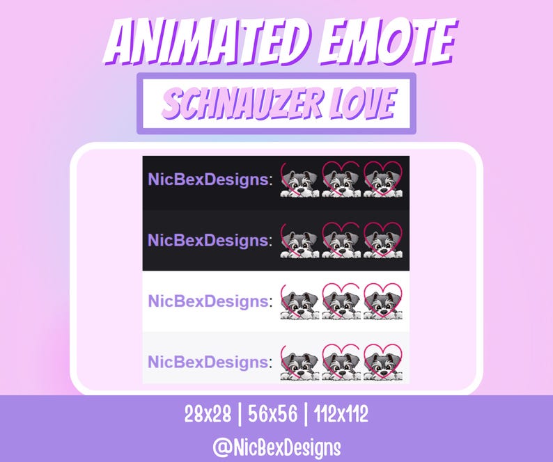 Schnauzer Twitch Animated Emote / Streamer / Dog Emote / Heart Stream ...