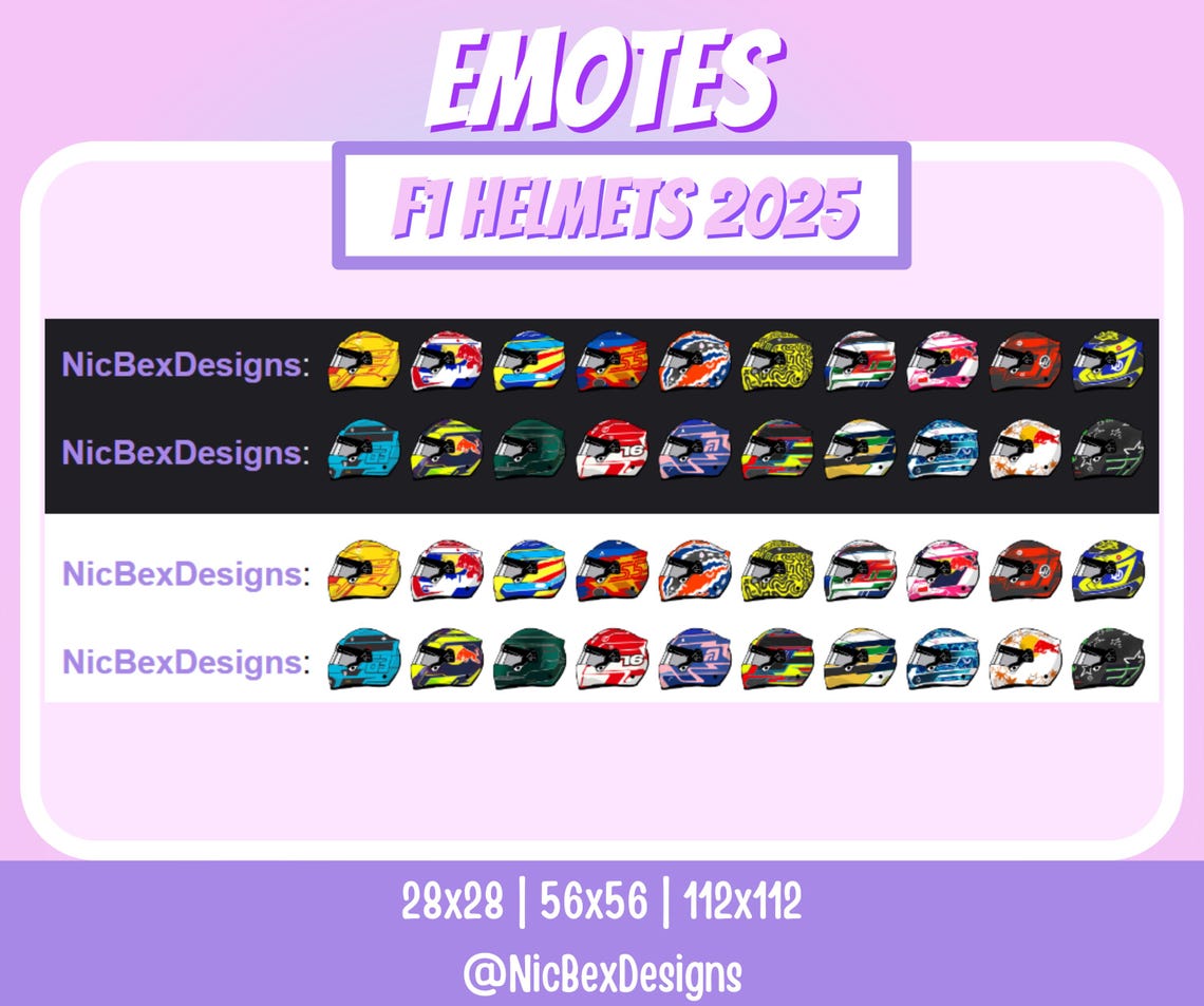 F1 Driver Helmets Twitch Sub Badges & Emotes / Bit Badges / Streamer ...