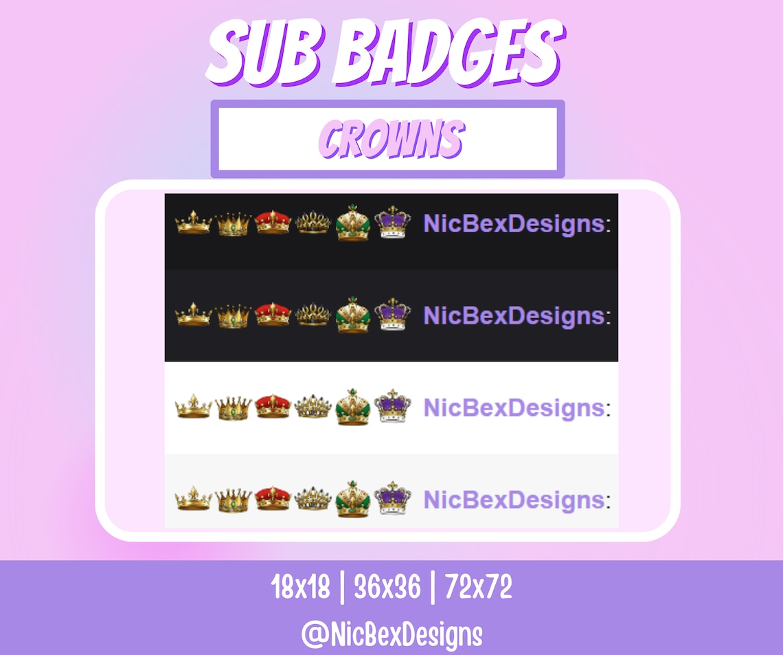 Crown Twitch Sub Badges / Bit Badges / Streamer / Youtube / Cheer ...