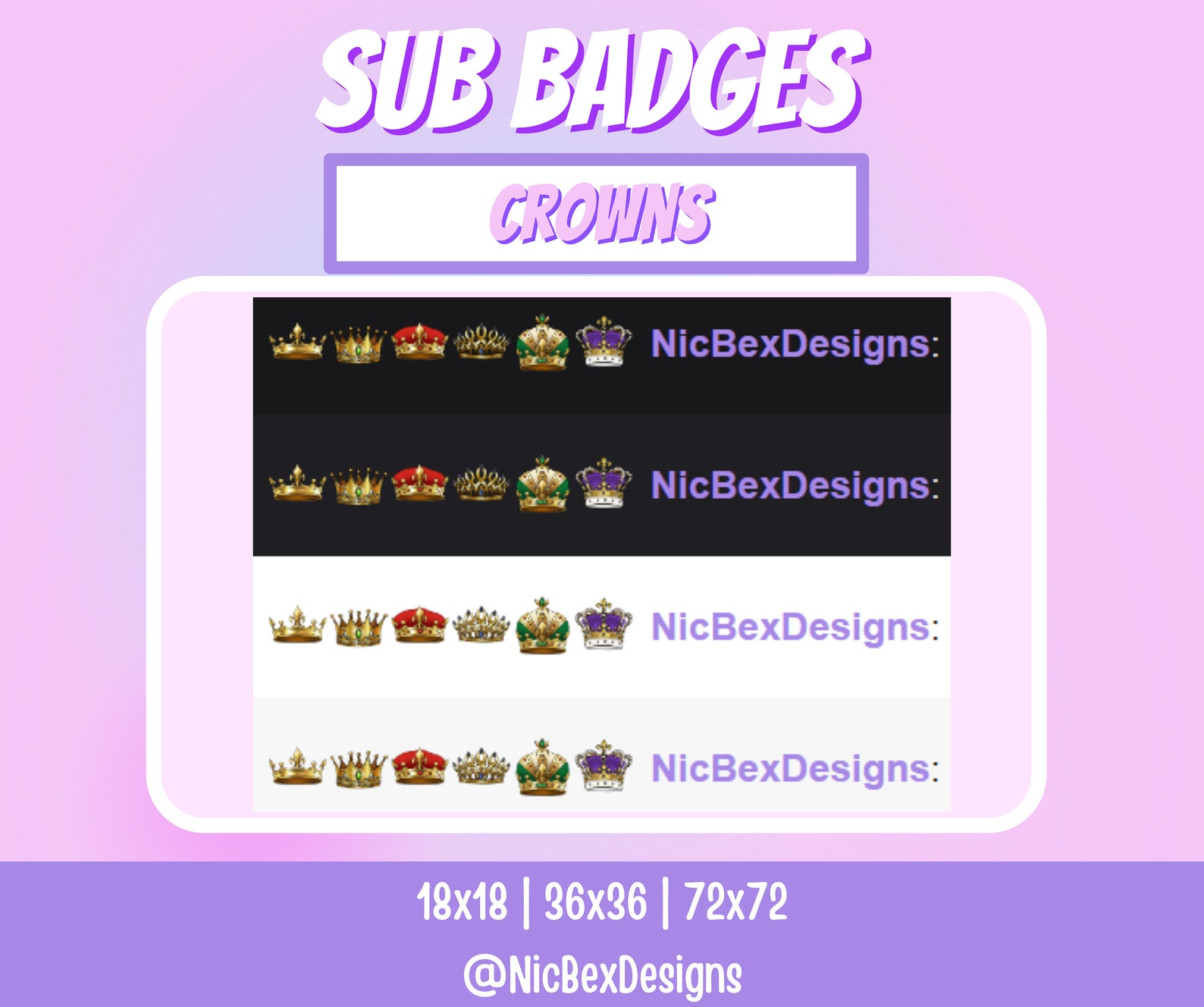 Crown Twitch Sub Badges / Bit Badges / Streamer / Youtube / Cheer ...