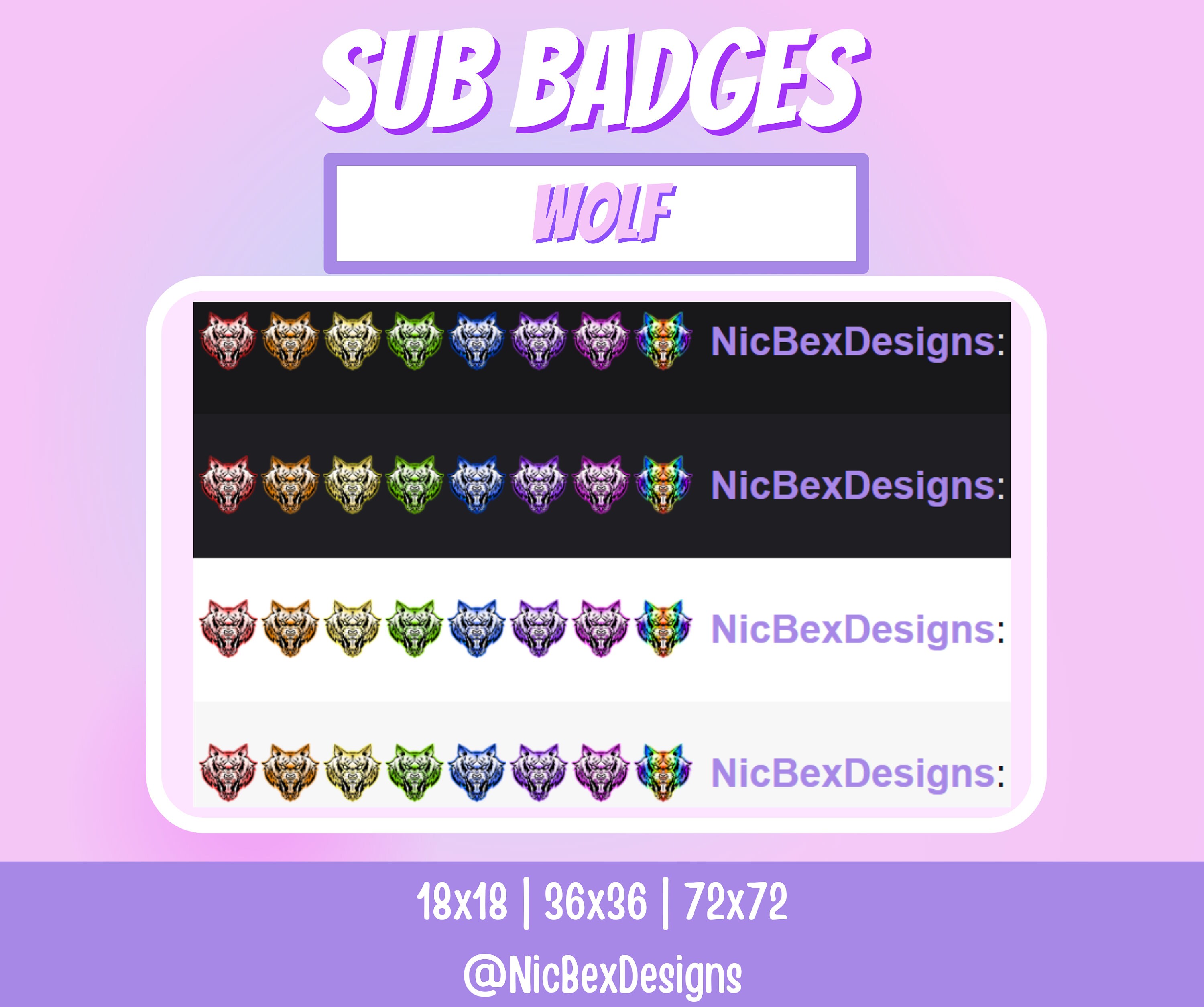Wolf Twitch Sub Badges / Streamer/ Wolf Sub Badges / Twitch Stream ...