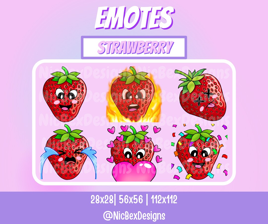 Strawberry Twitch Emotes / Fruit Emote / Streamer / Youtube / Twitch ...