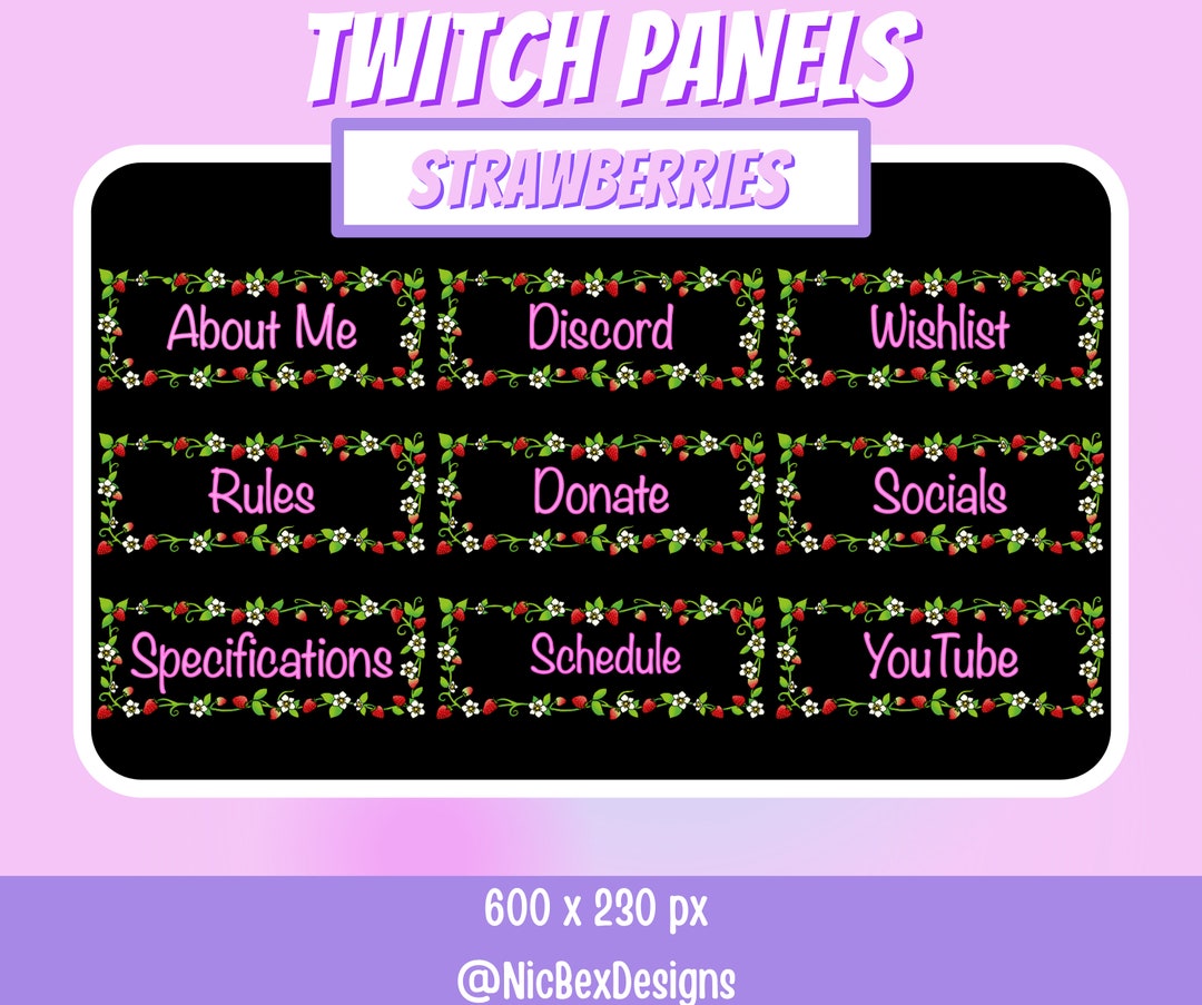 Strawberry Twitch Panels / Streamer / Youtube / Subscriber Badges / Sub ...