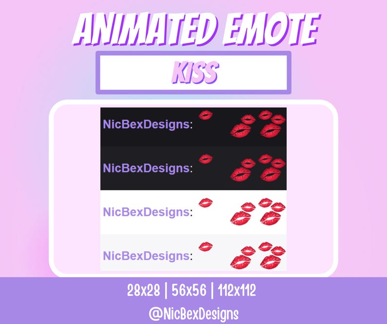 Kiss Twitch Animated Emote / Streamer / Youtube / Kiss Animated Emote ...