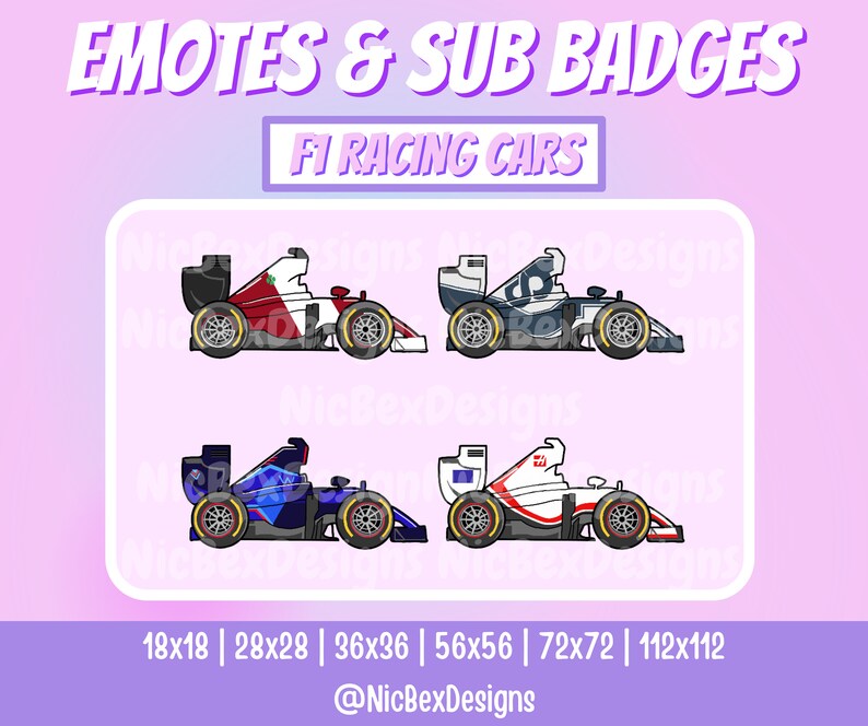 F1 Racing Car Twitch Sub Badges & Emotes / Bit Badges / - Etsy