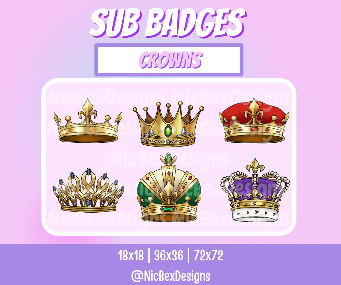 Crown Twitch Sub Badges / Bit Badges / Streamer / Youtube / Cheer ...