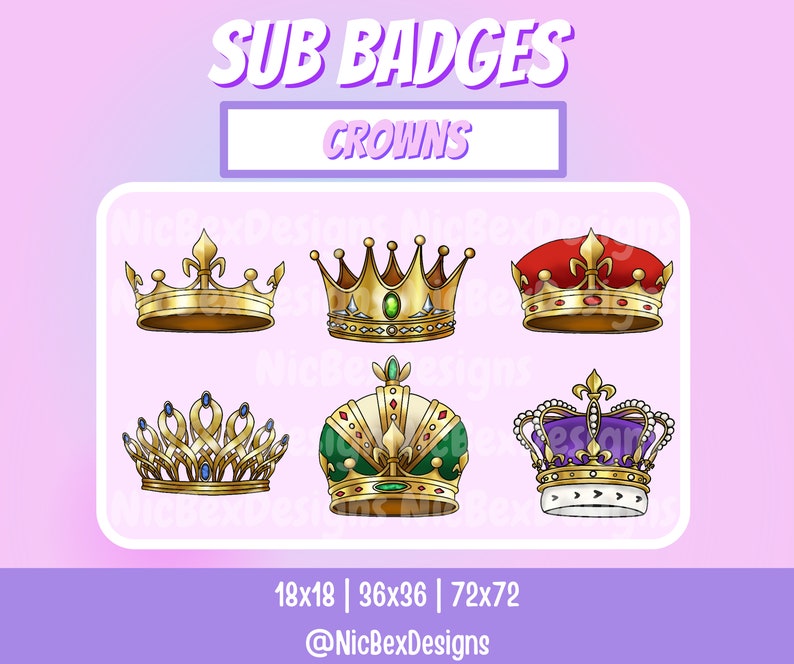 Crown Twitch Sub Badges / Bit Badges / Streamer / Youtube / Cheer ...