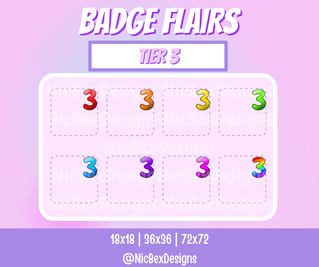 Tier 3 Twitch Badge Flairs / Bit Badges / Streamer / Youtube / Cheer ...