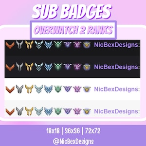 Overwatch 2 Rank Twitch Sub Badges & Emotes / Bit Badges / Streamer ...