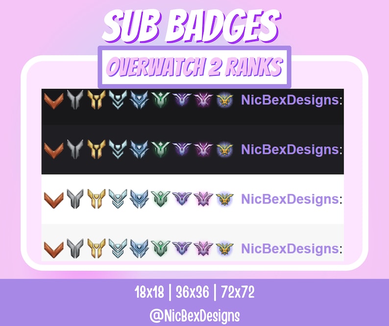 Overwatch 2 Rank Twitch Sub Badges & Emotes / Bit Badges / Streamer ...