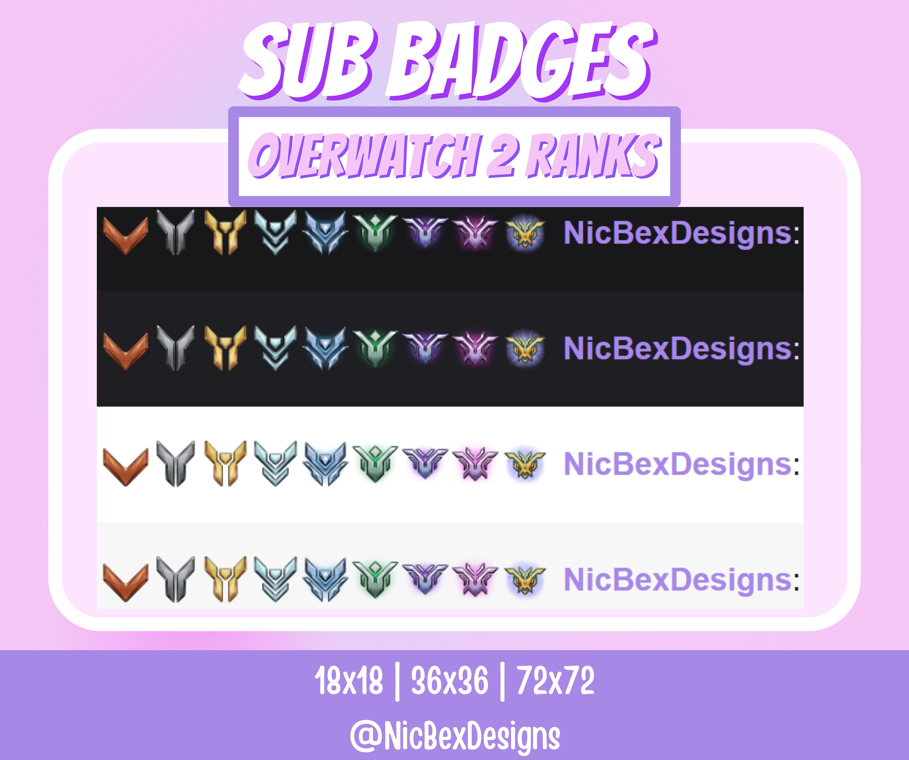 Overwatch 2 Rank Twitch Sub Badges & Emotes / Bit Badges / Streamer ...