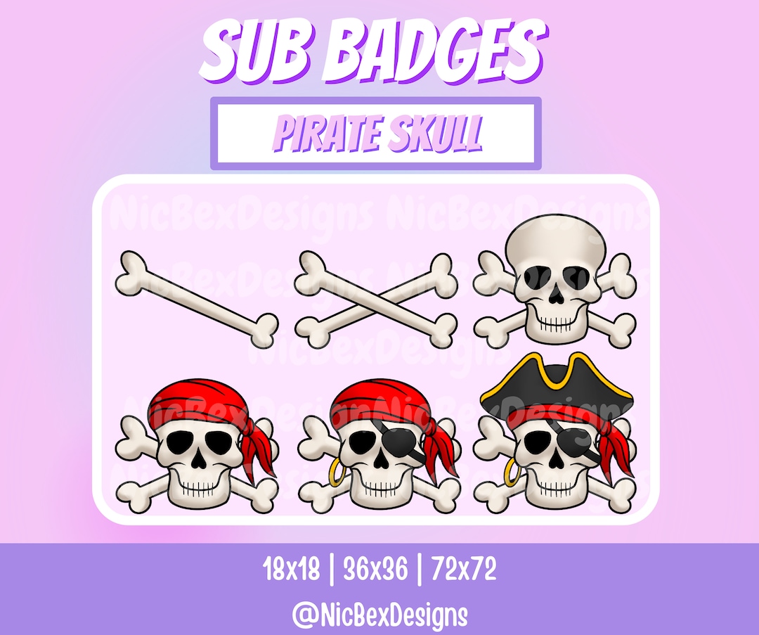 Pirate Skull Twitch Sub Badges / Streamer / Youtube / Cheer Badges ...