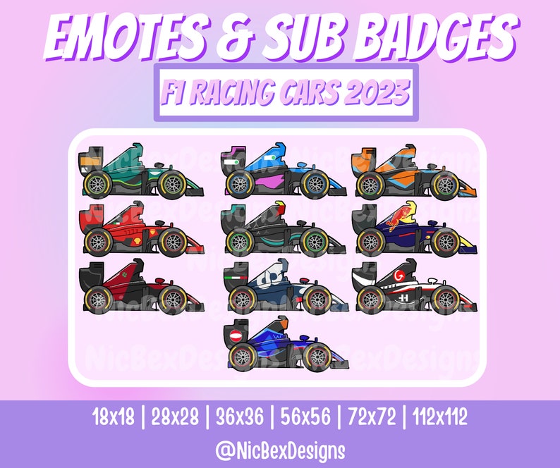 F1 Racing Car Twitch Sub Badges & Emotes / Bit Badges / - Etsy