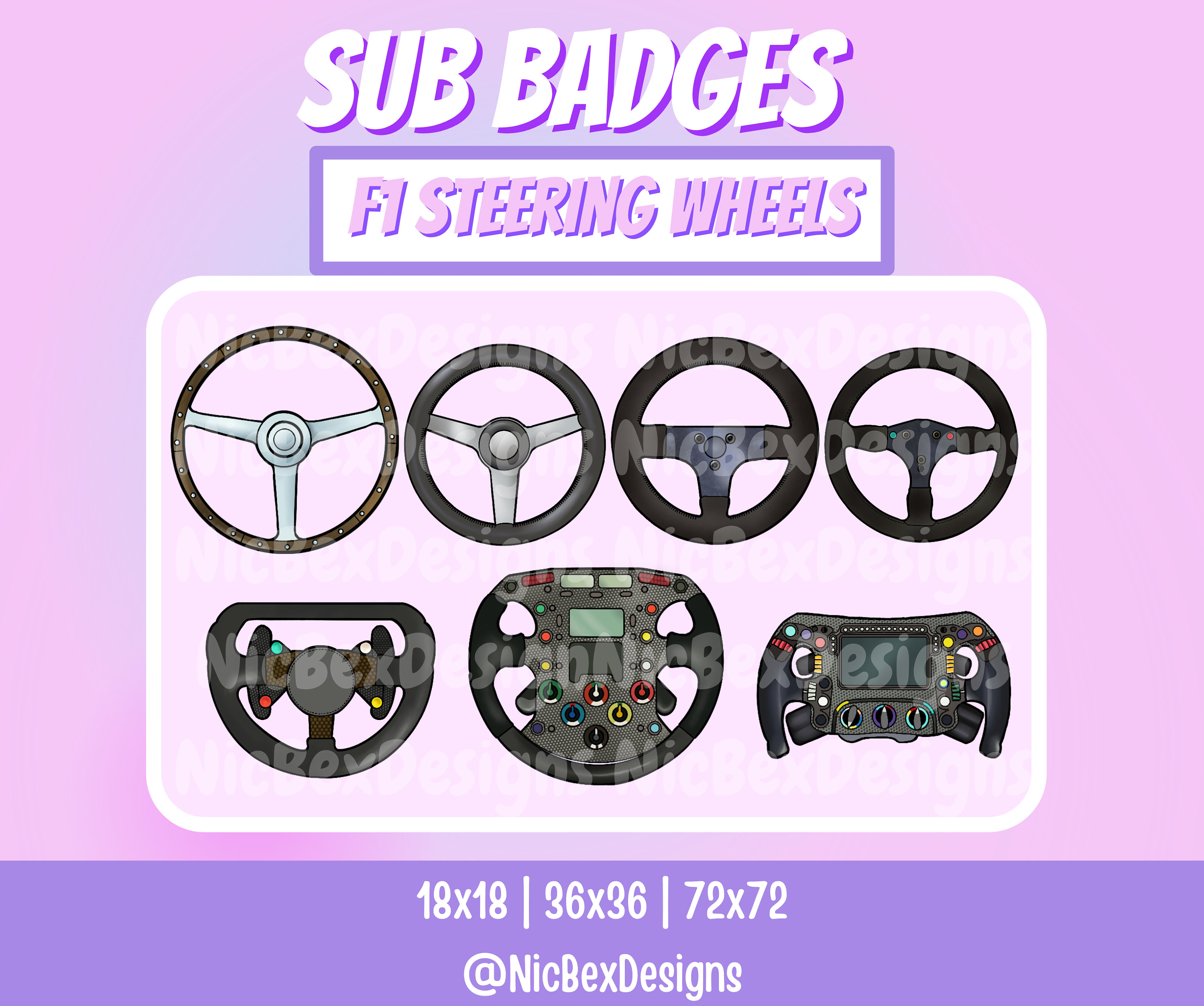 F1 Steering Wheel Twitch Sub Badges / Bit Badges / Streamer / F1 24 ...