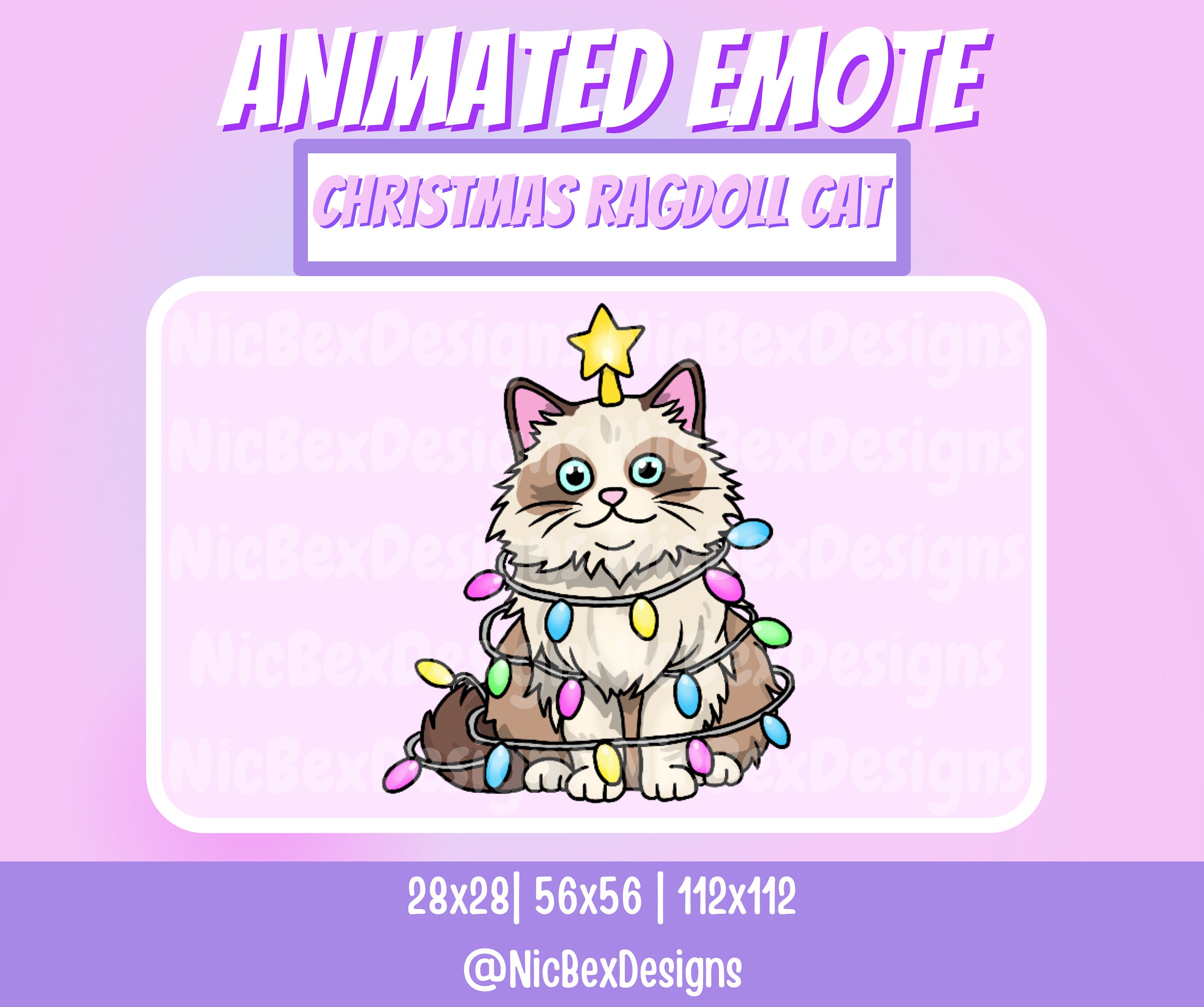 Christmas Ragdoll Cat Twitch Animated Emote / Streamer / Youtube / Cat ...