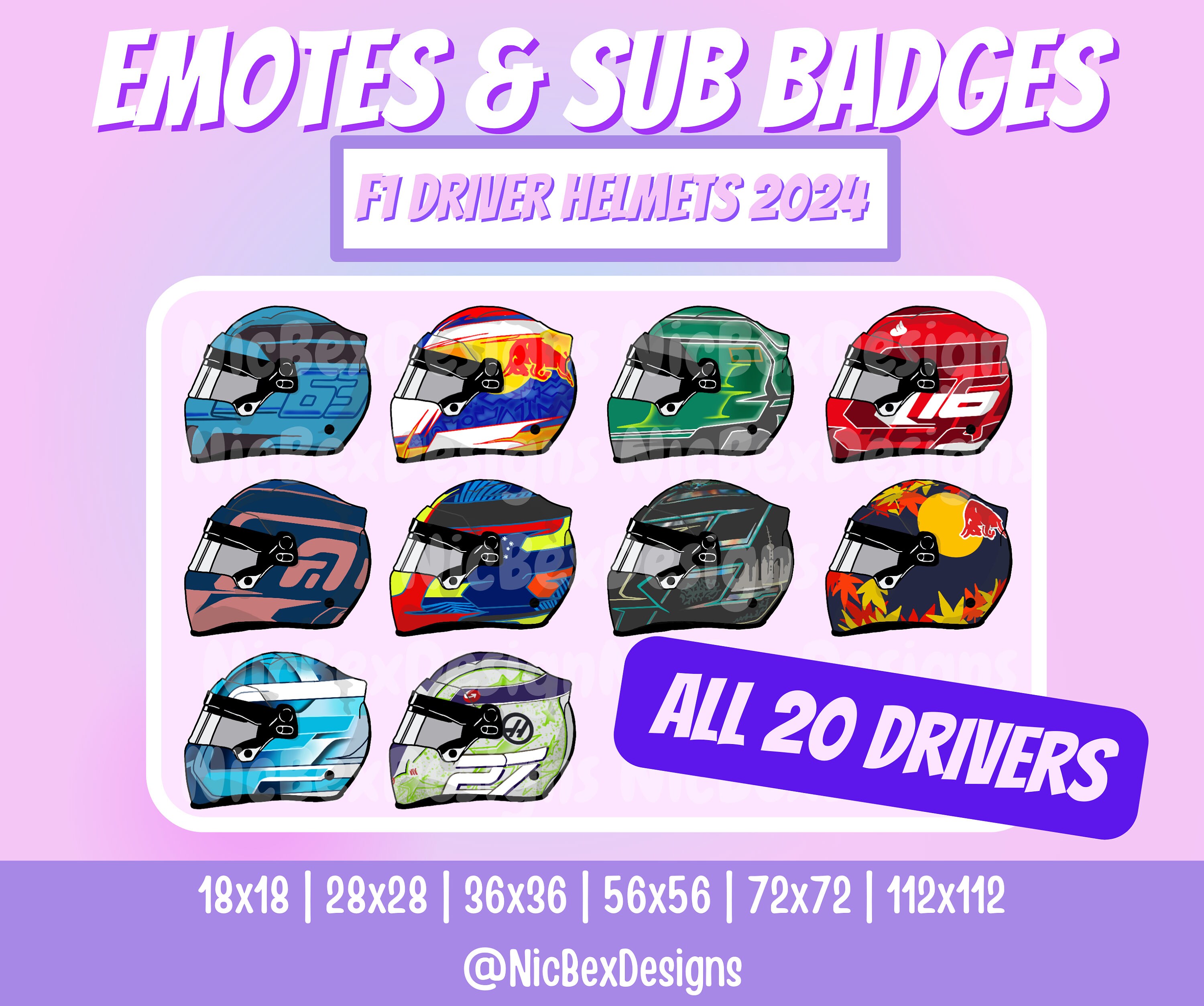 F1 Driver Helmets Twitch Sub Badges & Emotes / Bit Badges / Streamer ...