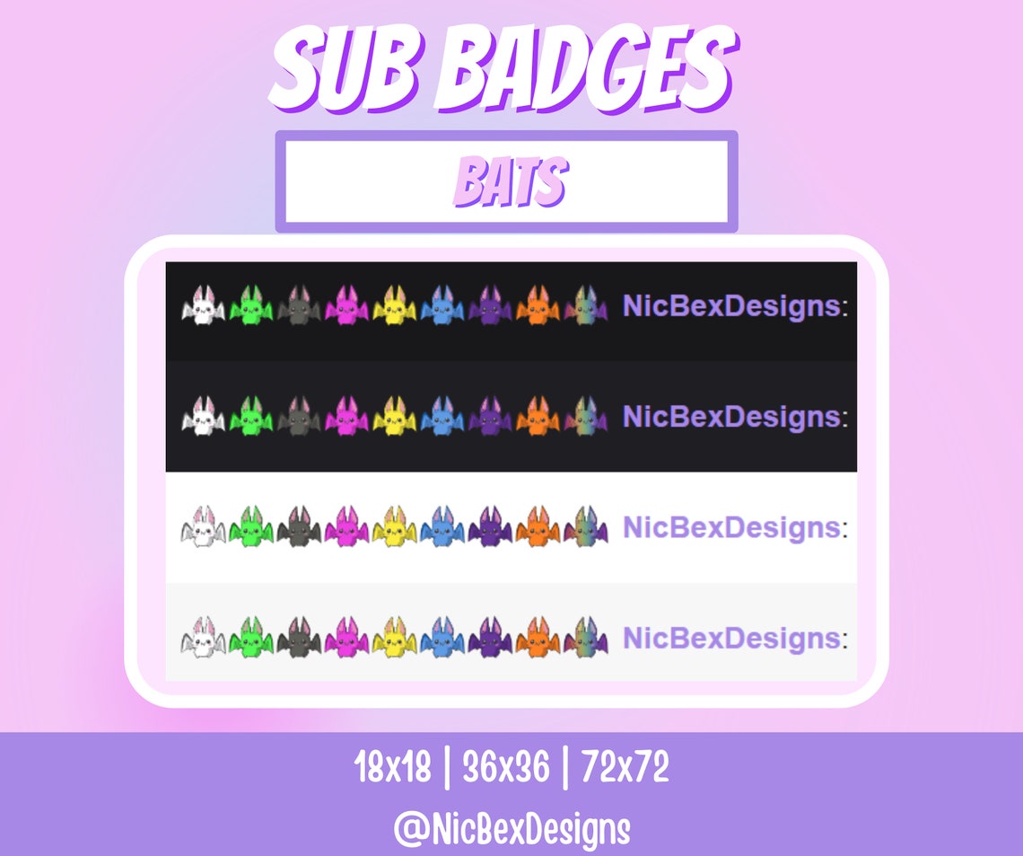 Bat Twitch Sub Badges / Bit Badges / Youtube / Cheer Badges / - Etsy