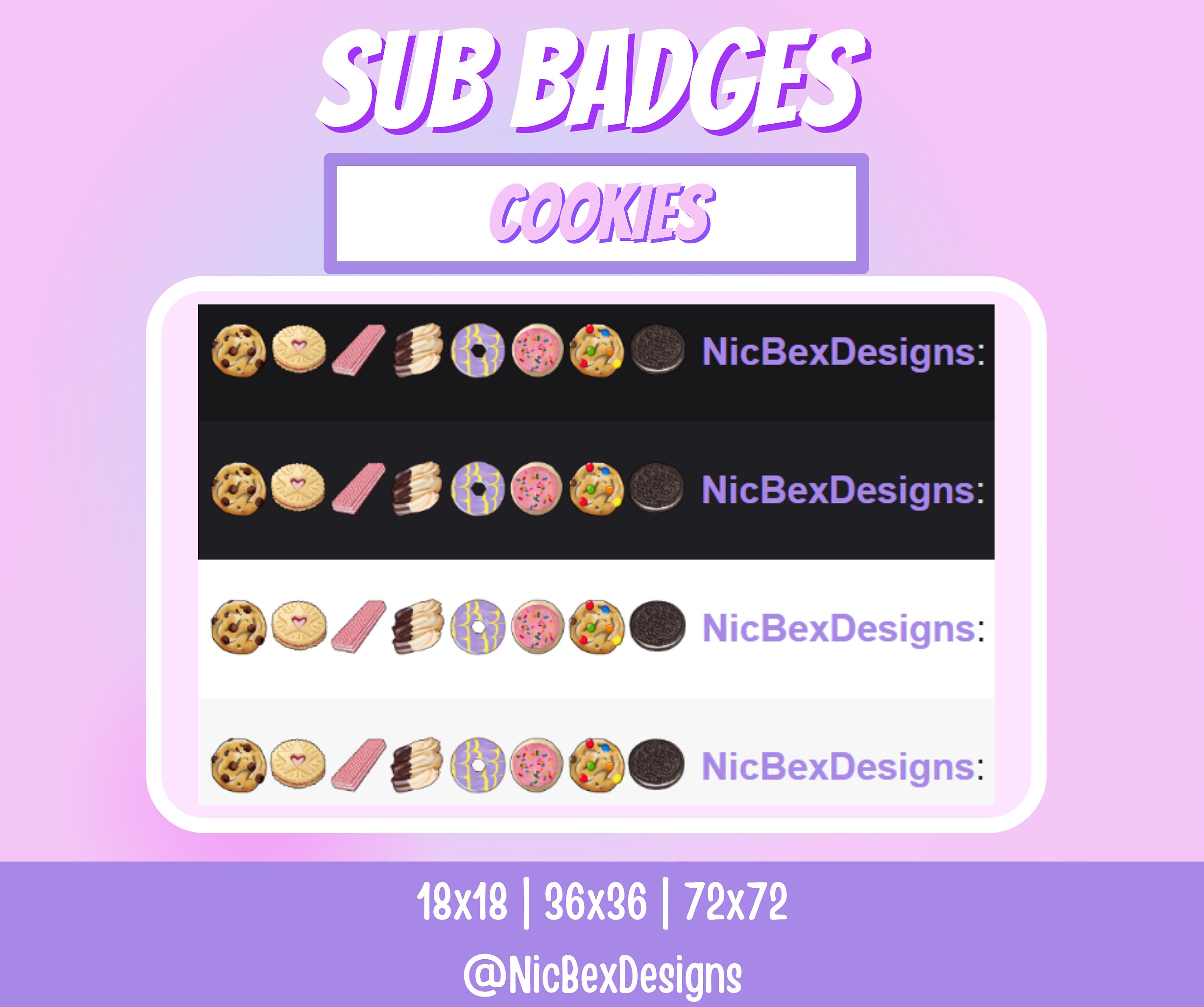 Cookie Twitch Sub Badges / Bit Badges / Youtube / Cheer Badges ...
