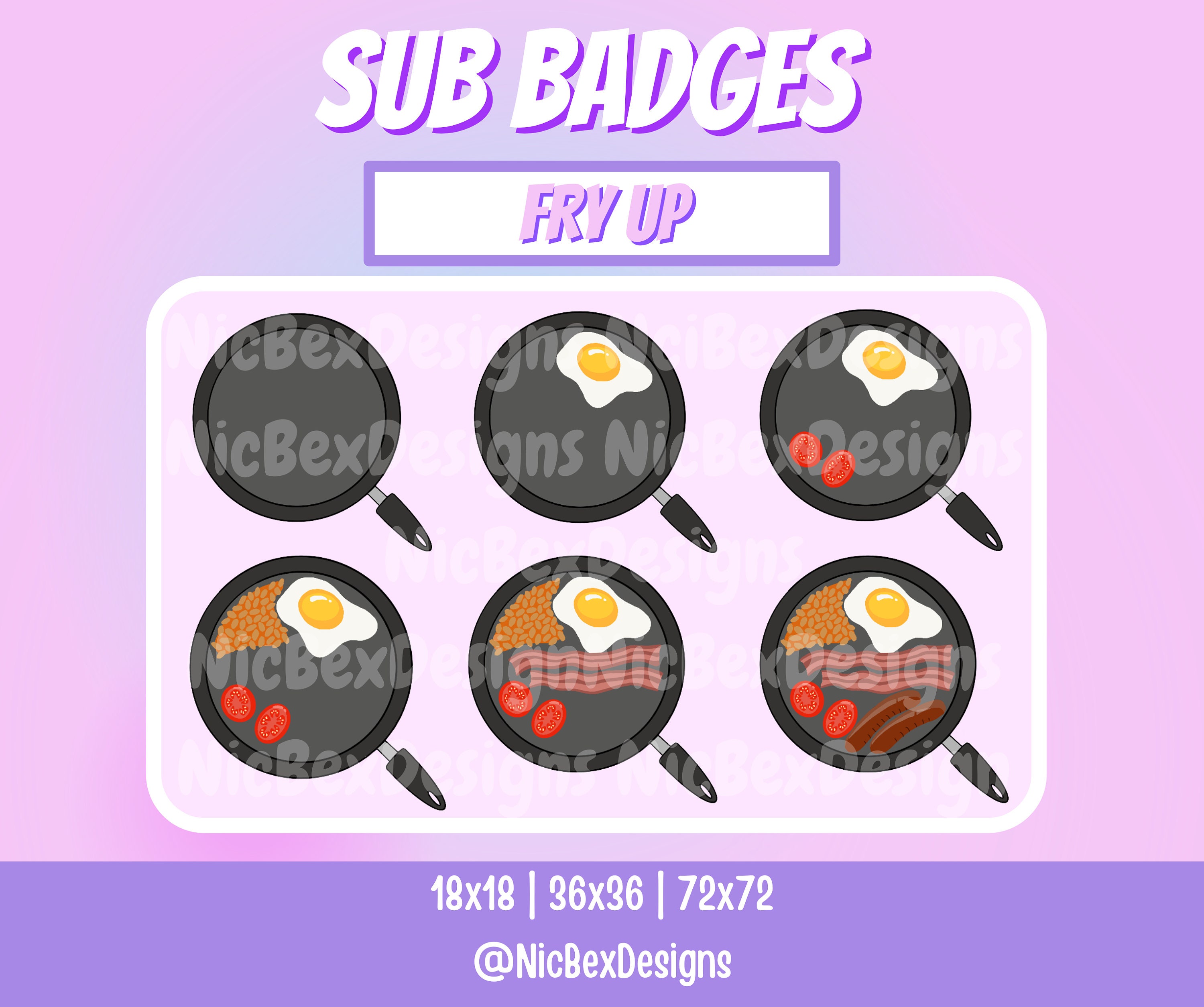 Fry up Twitch Sub Badges / Bit Badges / Streamer / Youtube / Cheer ...