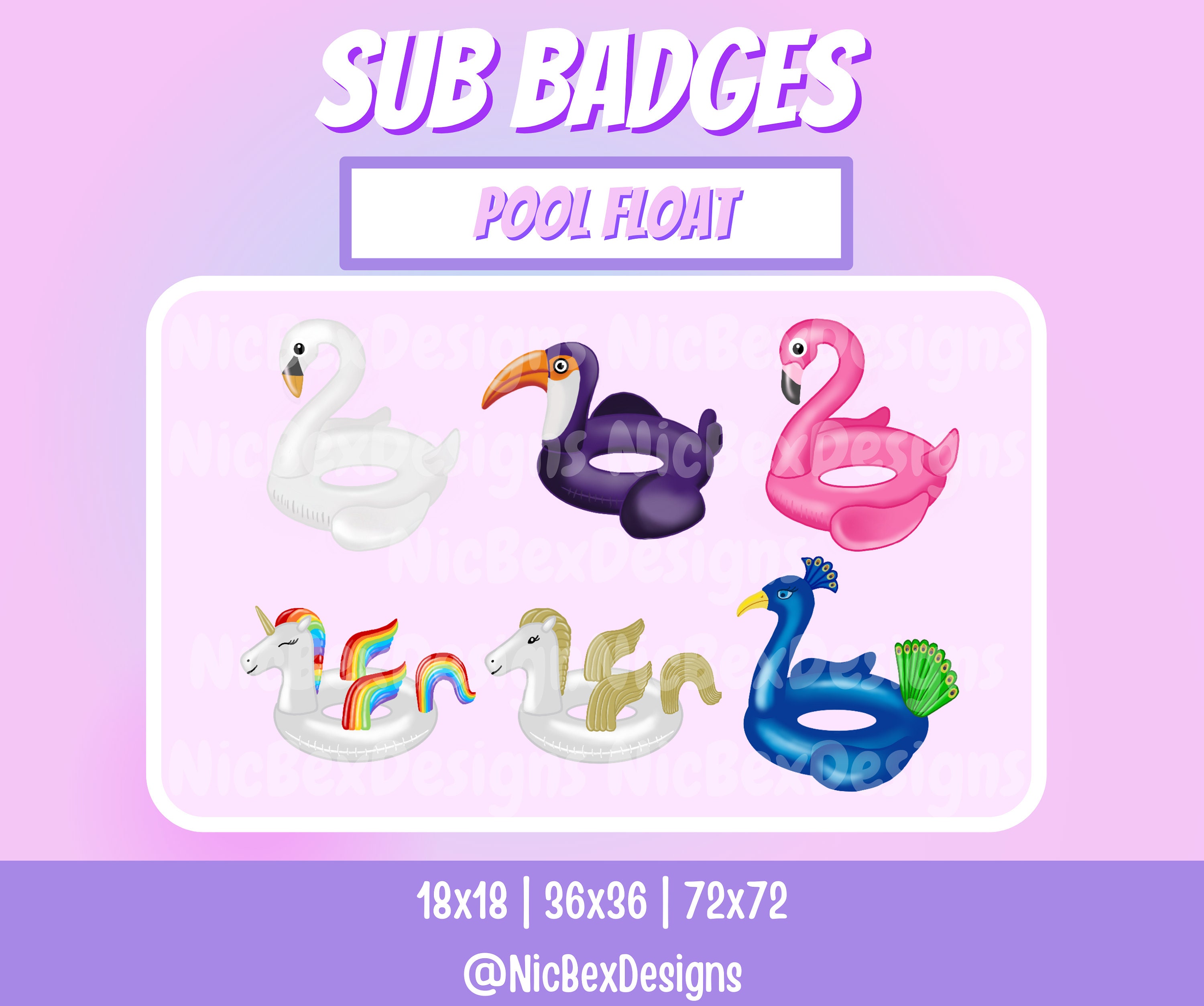 Pool Float Twitch Sub Badges / Bit Badges / Hot Tub Stream Sub | Etsy
