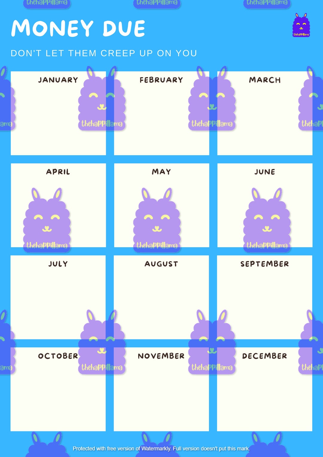 Printable Money Calendar - Year View - Etsy