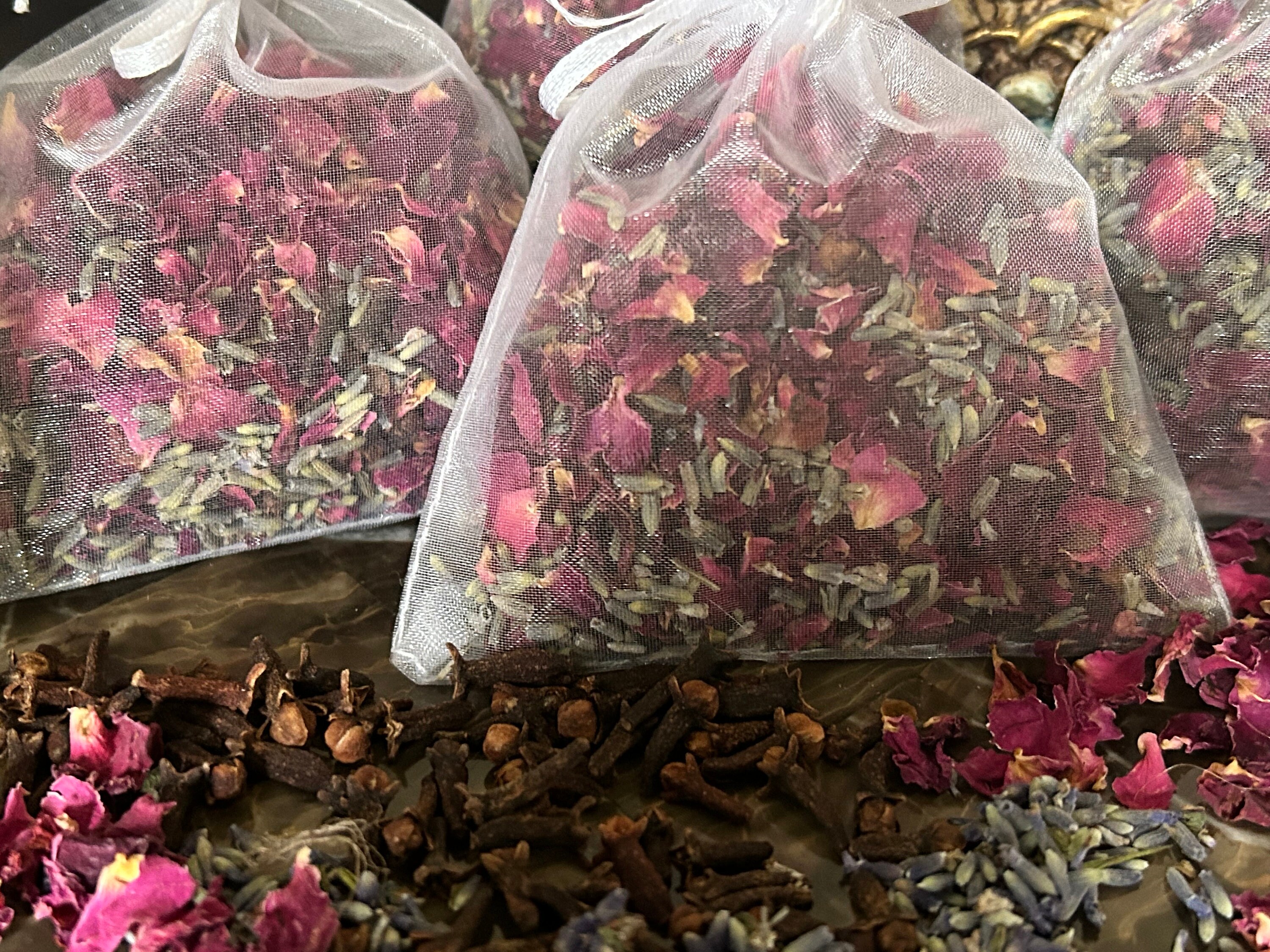 Lavender, Rose, Clove Organic Sachets; Potpourri Handcrafted Set of 4 ...