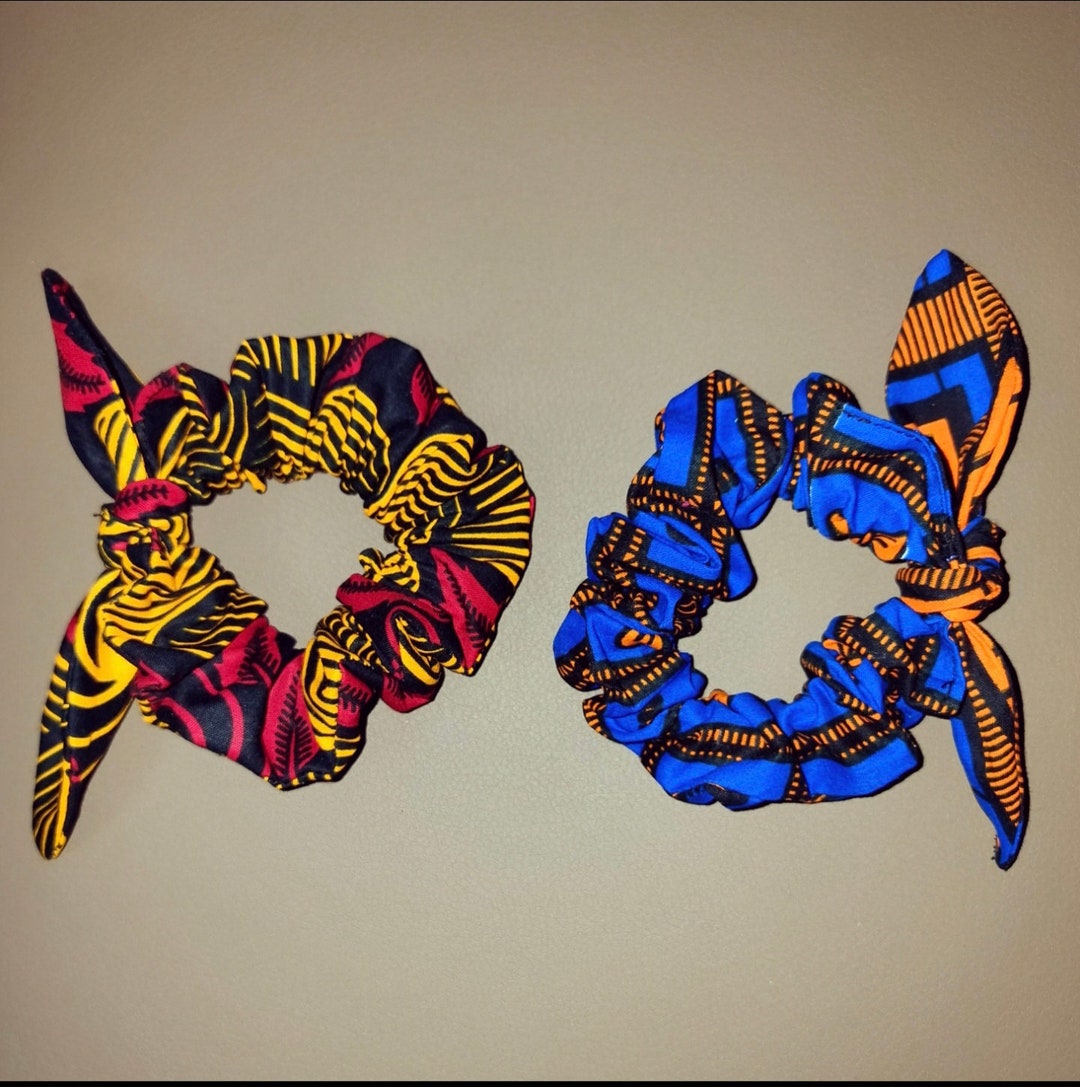 Handmade Ankara African Print Scrunchies With Tie | Cotton Hair ...