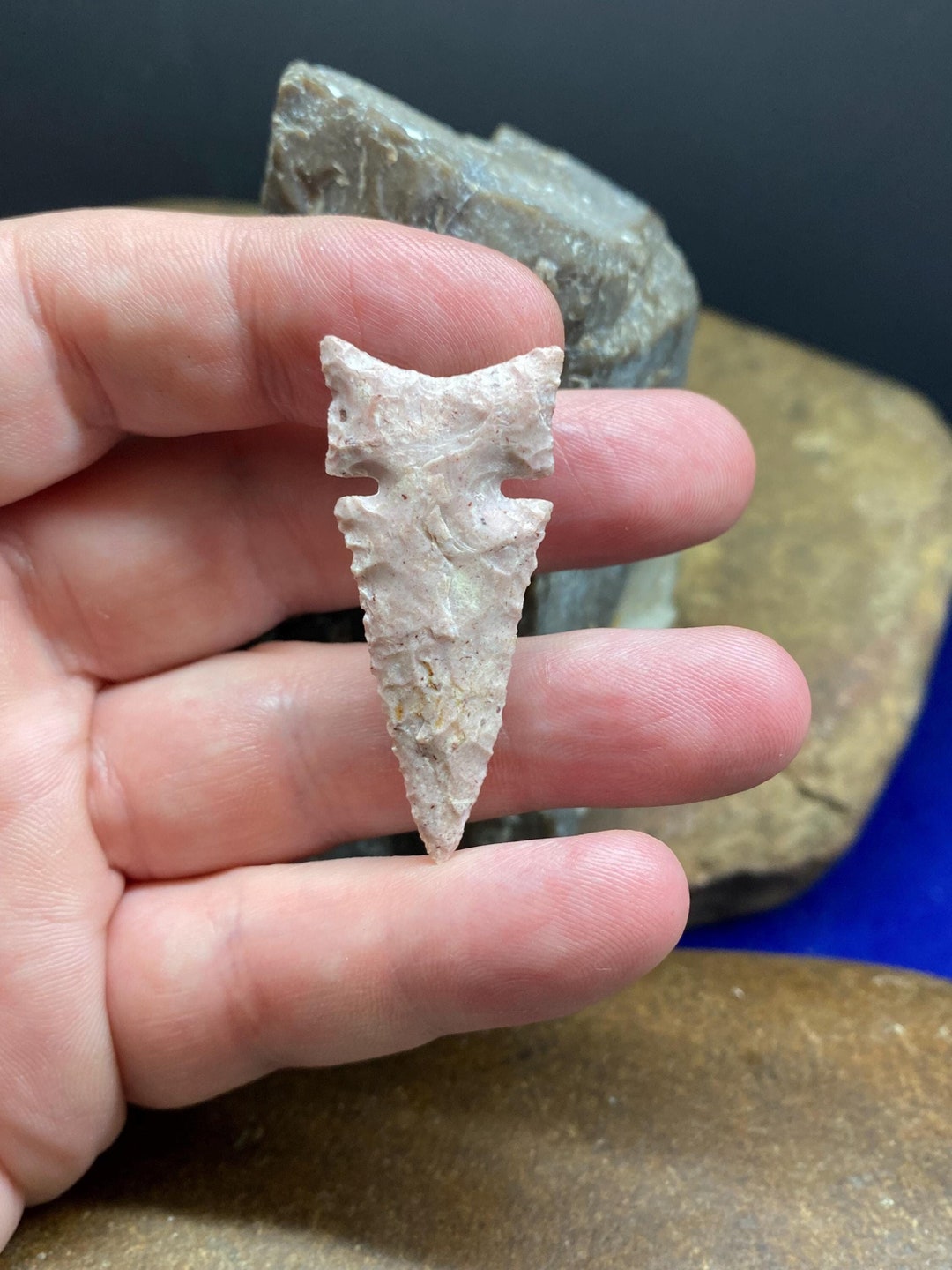 Beautiful Keokuk Chert Authentic Cahokia Double Notch Projectile Point ...
