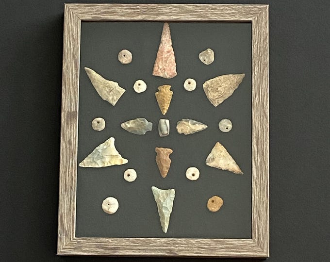 10" X 8" X 1-1/8" Shadow Box Display Case With 20 Authentic Native ...