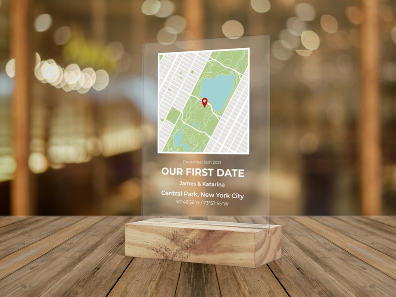 Personalized Our First Date Map Acrylic Plaque Where We Met - Etsy UK