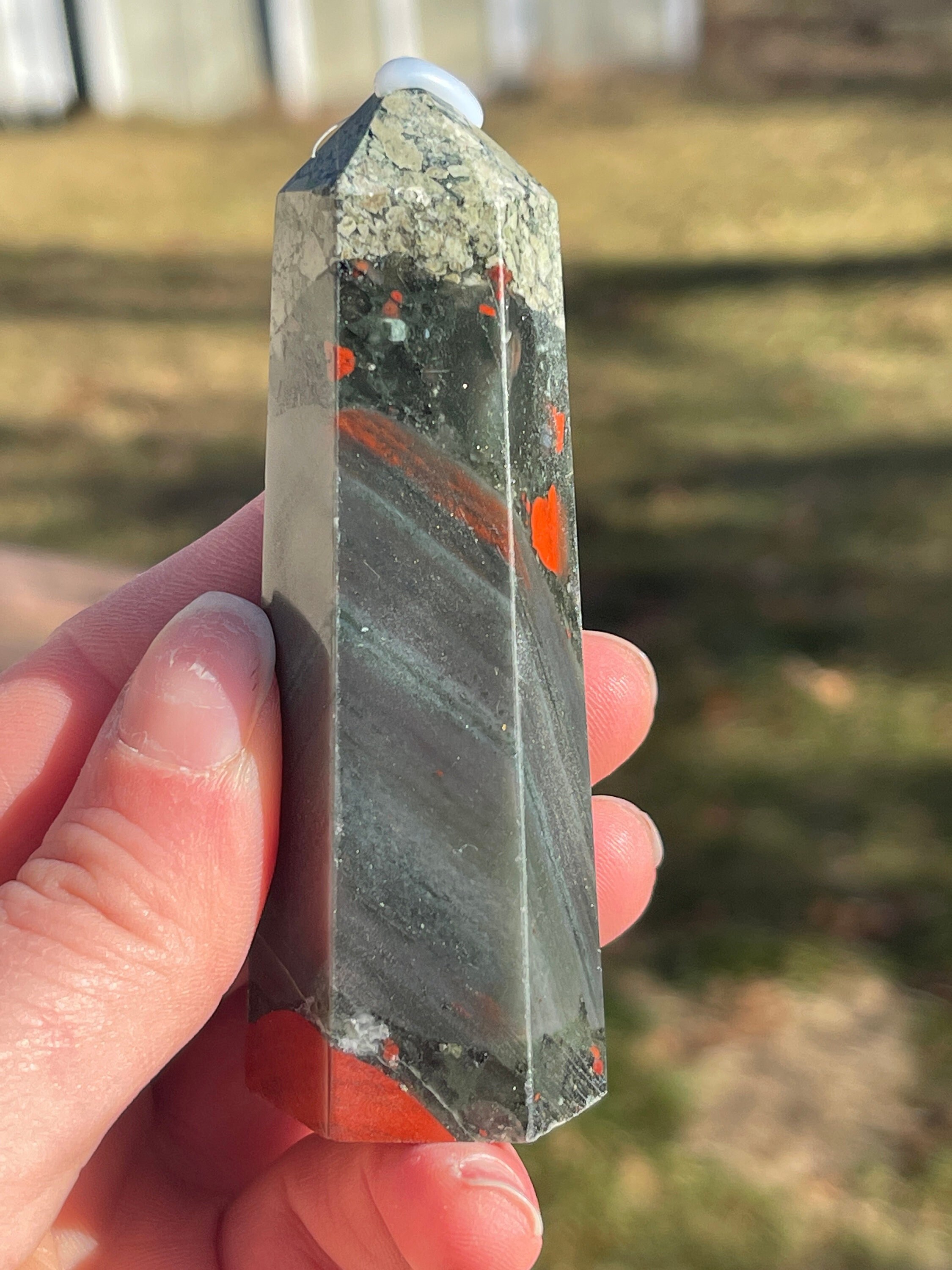 African Bloodstone Tower With Pyrite Inclusions | Crystal Energy ...