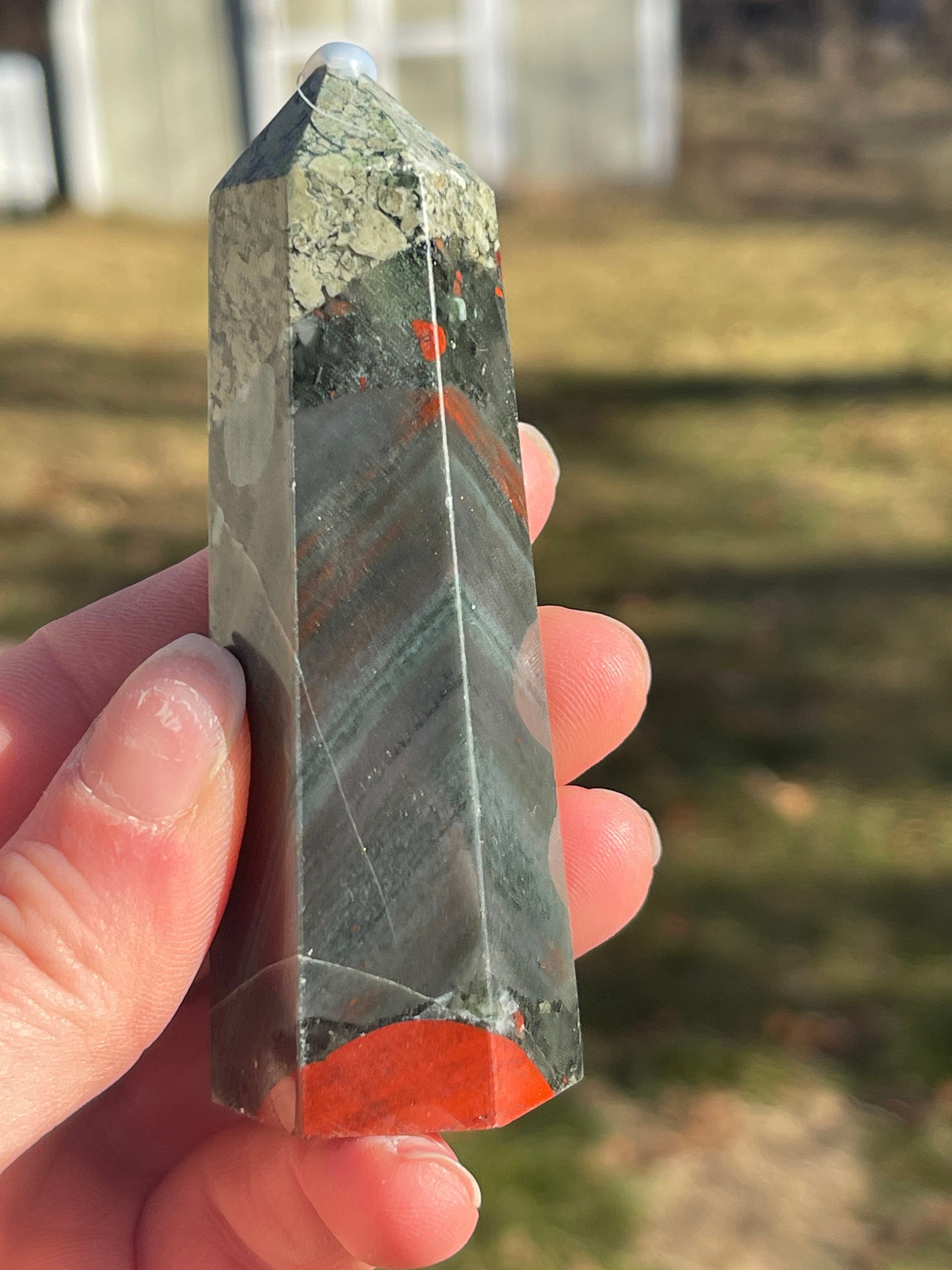 African Bloodstone Tower With Pyrite Inclusions | Crystal Energy ...