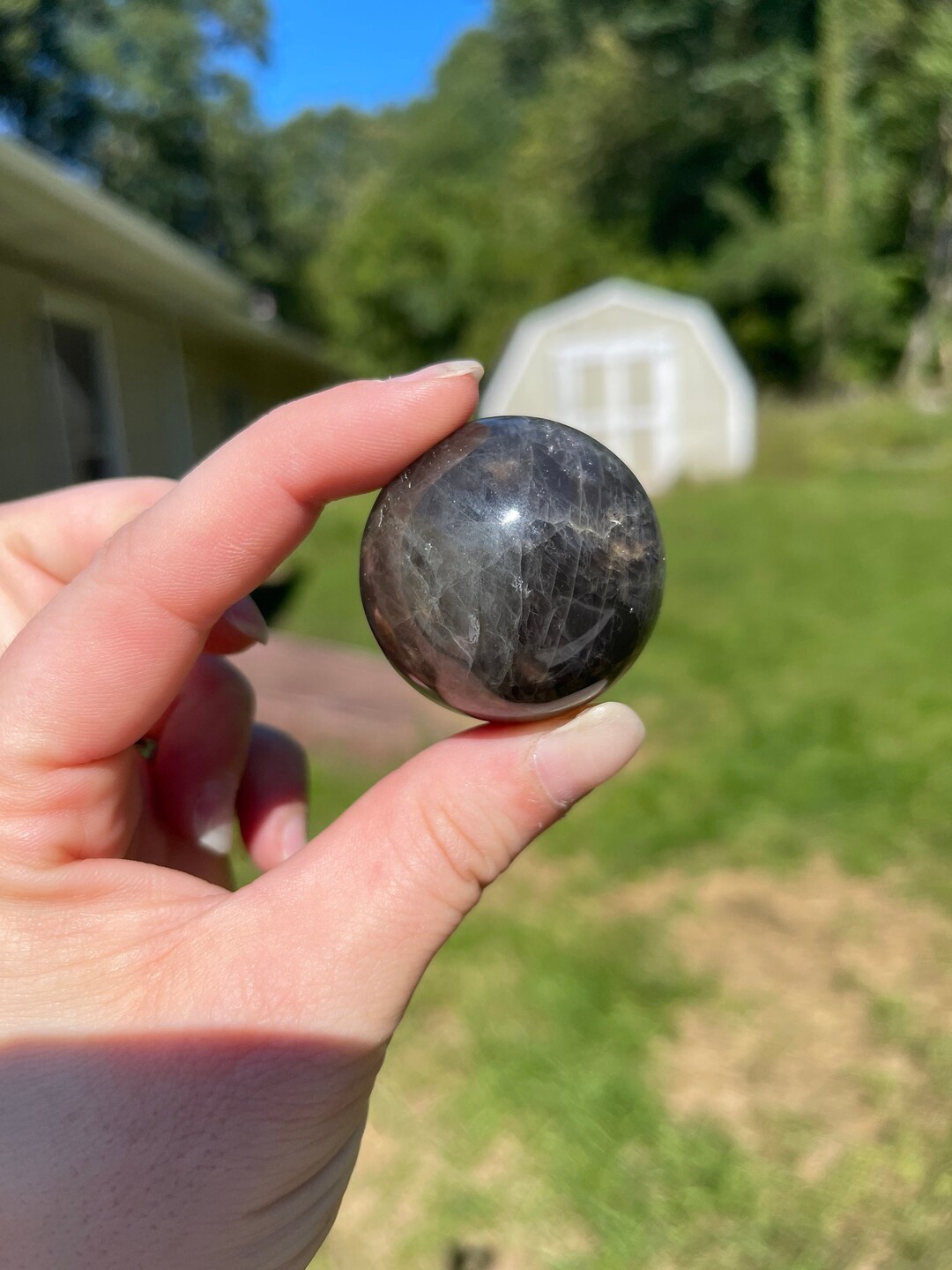 Silver Sheen Obsidian Sphere - Etsy