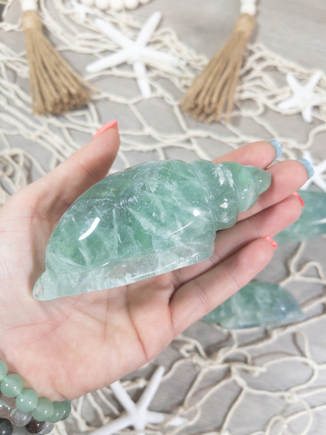 Feather Fluorite Sea Shell Carving Fluorite Carving Crystal Carving ...
