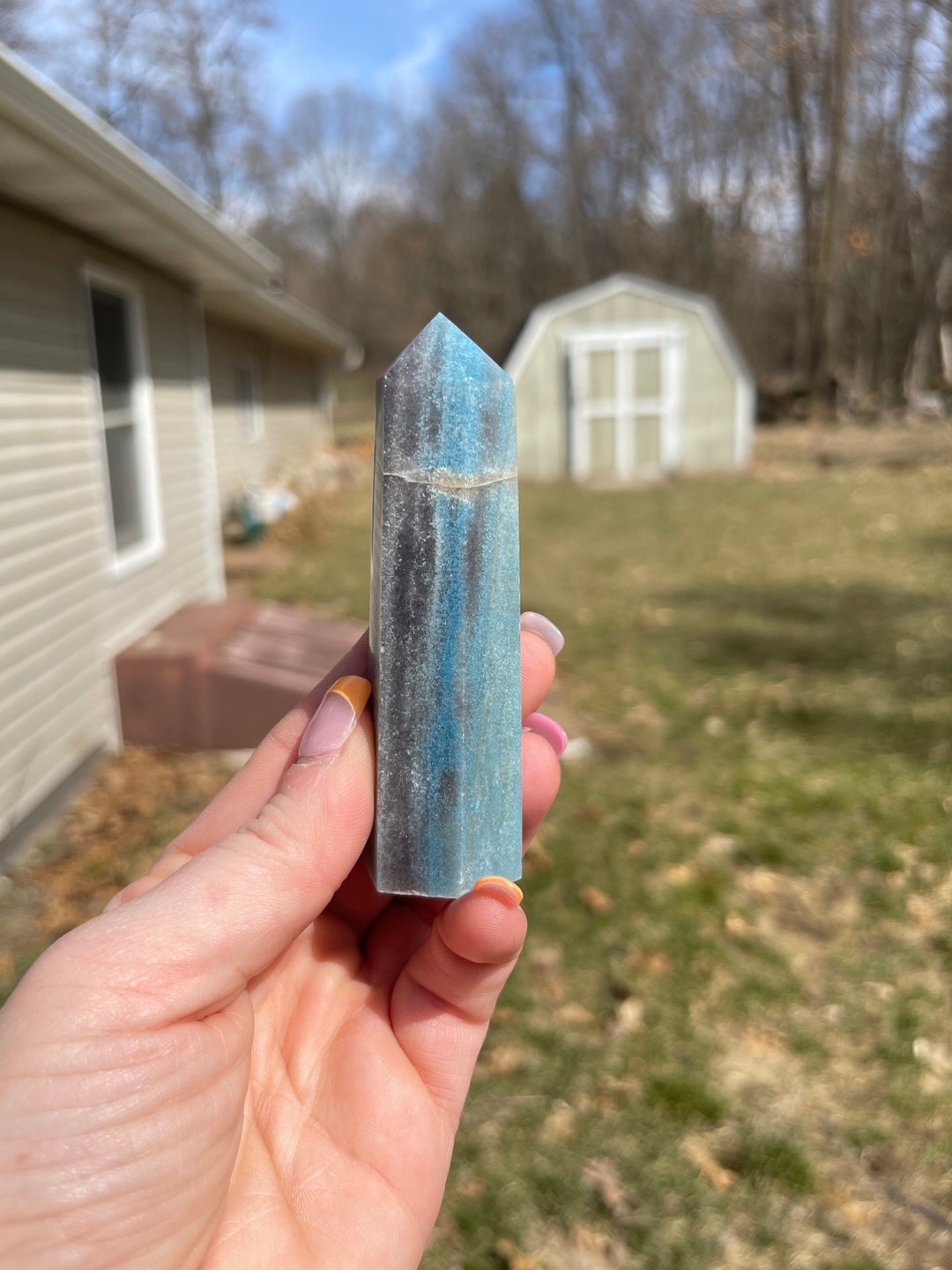 Trolleite Tower: Crystal Carving Meditation Stone (3.8in) - Etsy