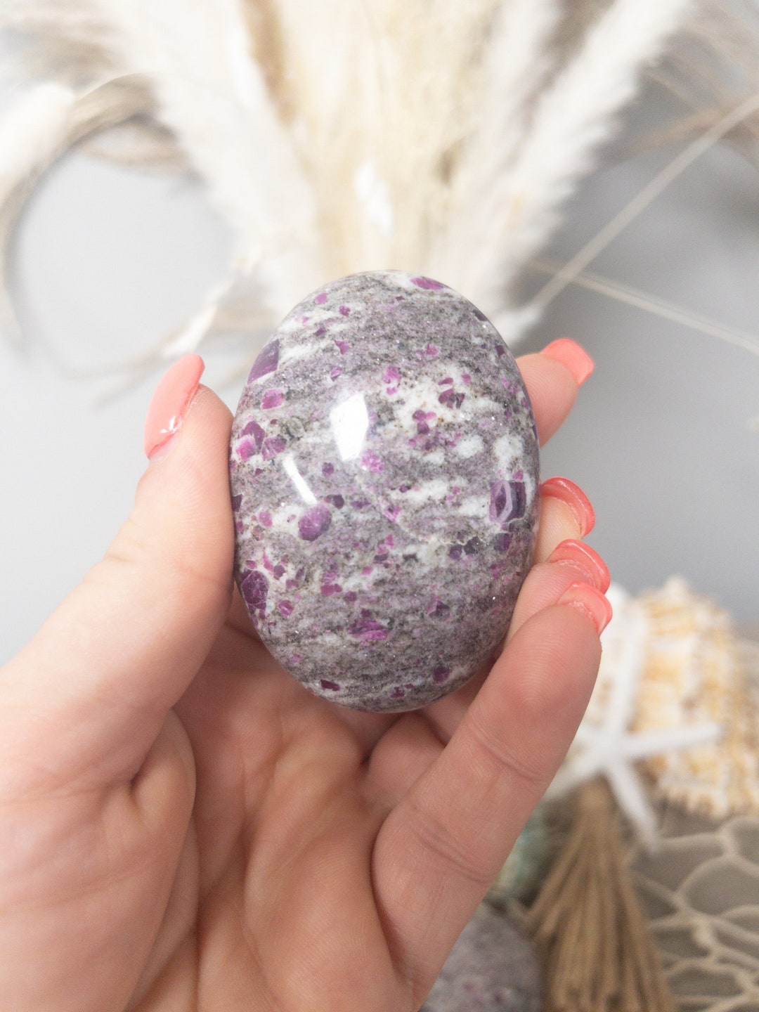 Ruby in Matrix Palm Stone - Etsy