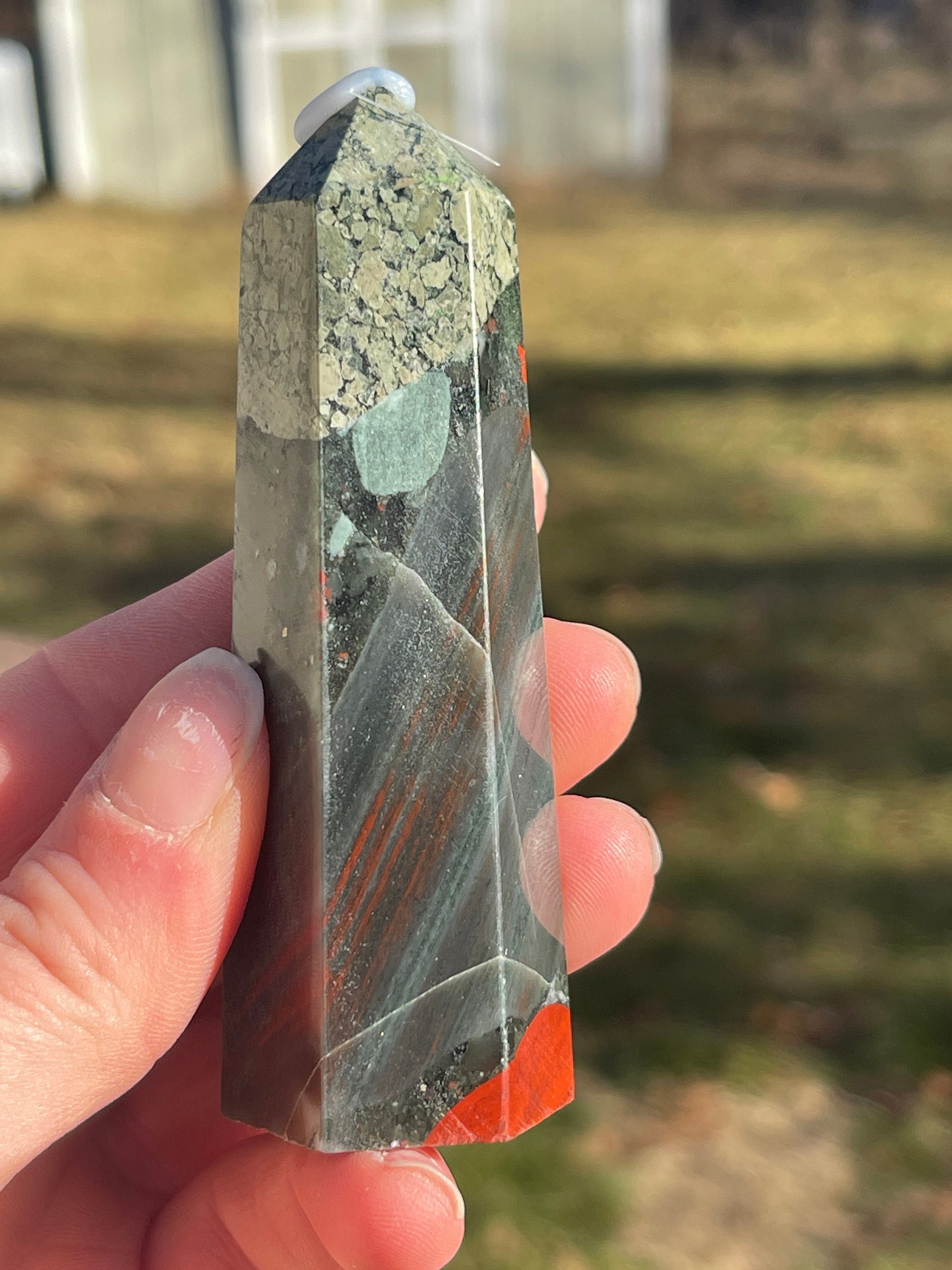 African Bloodstone Tower With Pyrite Inclusions | Crystal Energy ...