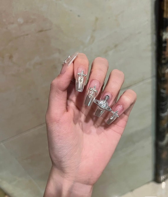 Saturn Orb Pearl Nail Charms Cross Pearl Nail Charms Planet - Etsy UK